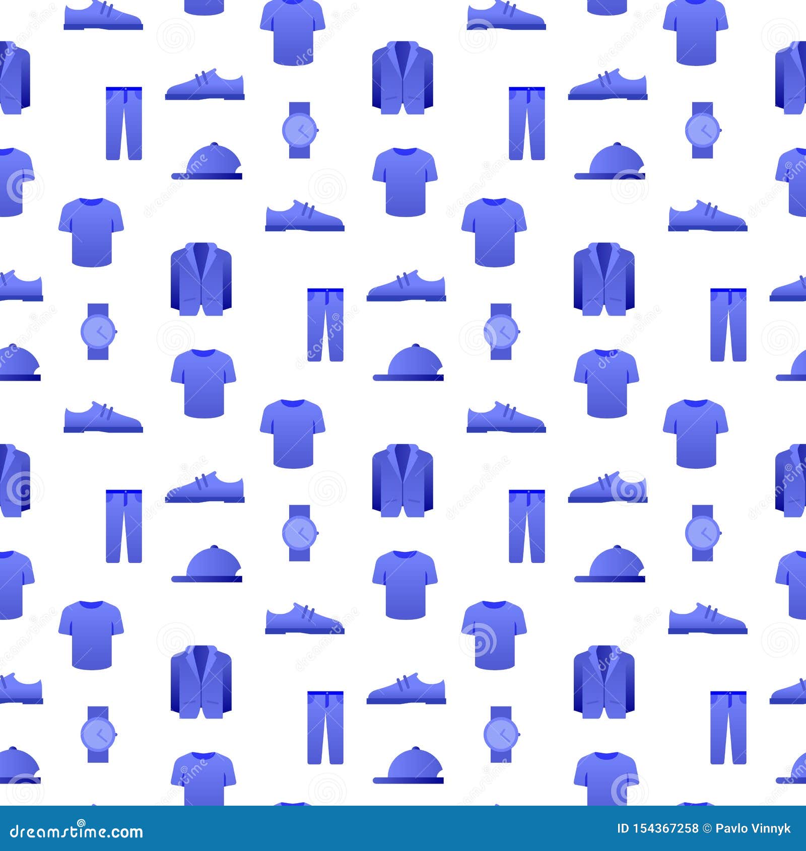 Pattern Clothes Shoes and Watches Seamless Vector. Stock Vector ...
