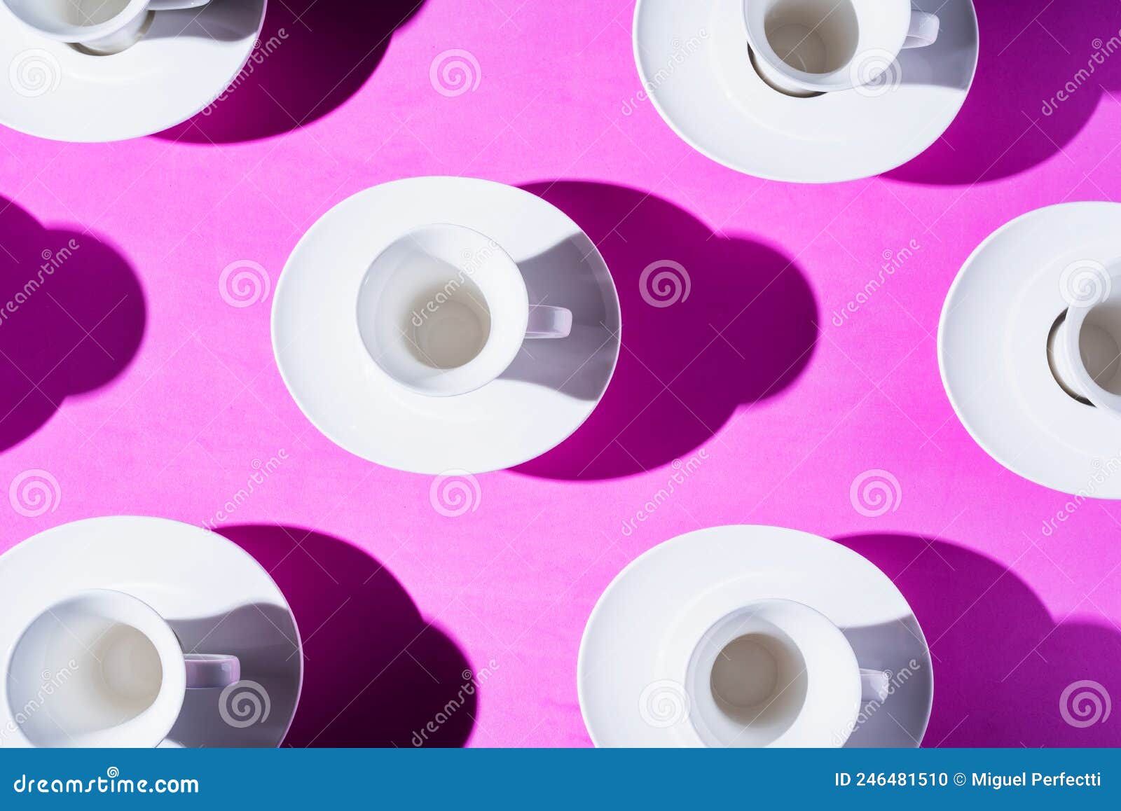 Pattern of Coffee Cups from a Top View Casting a Hard Shadow with the ...