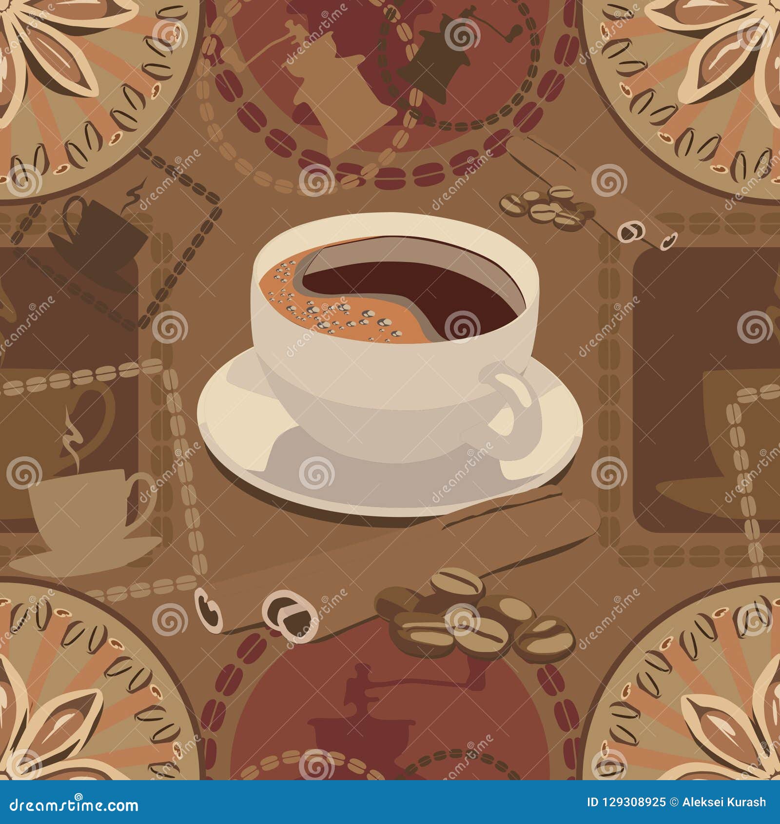 Pattern in Coffee Theme and Coffee Colors Stock Vector - Illustration ...