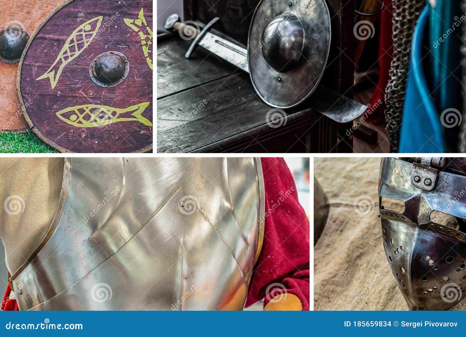 Collage Weapons And Ammunition Medieval Warrior Assorted Six Blocks ...