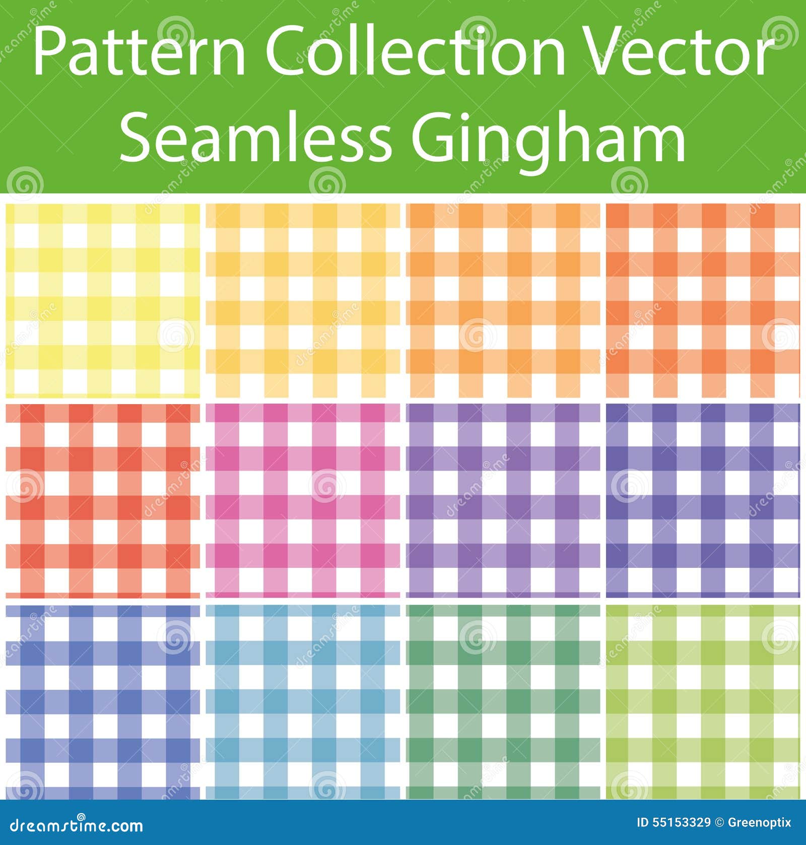 Pattern Collection Vector Seamless Gingham Stock Vector - Illustration ...