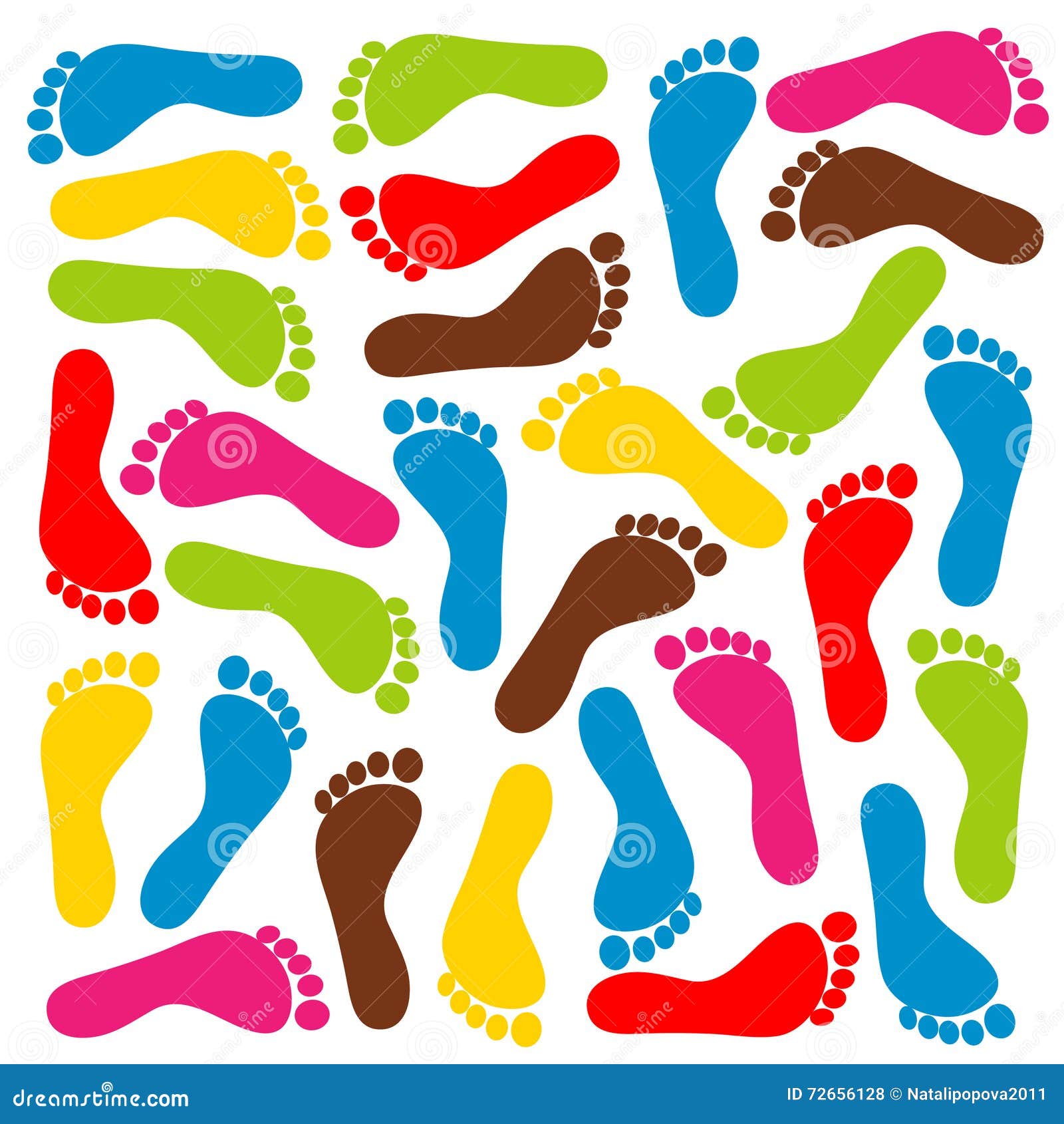 Pattern Color Prints of Human Feet. Stock Vector - Illustration of ...