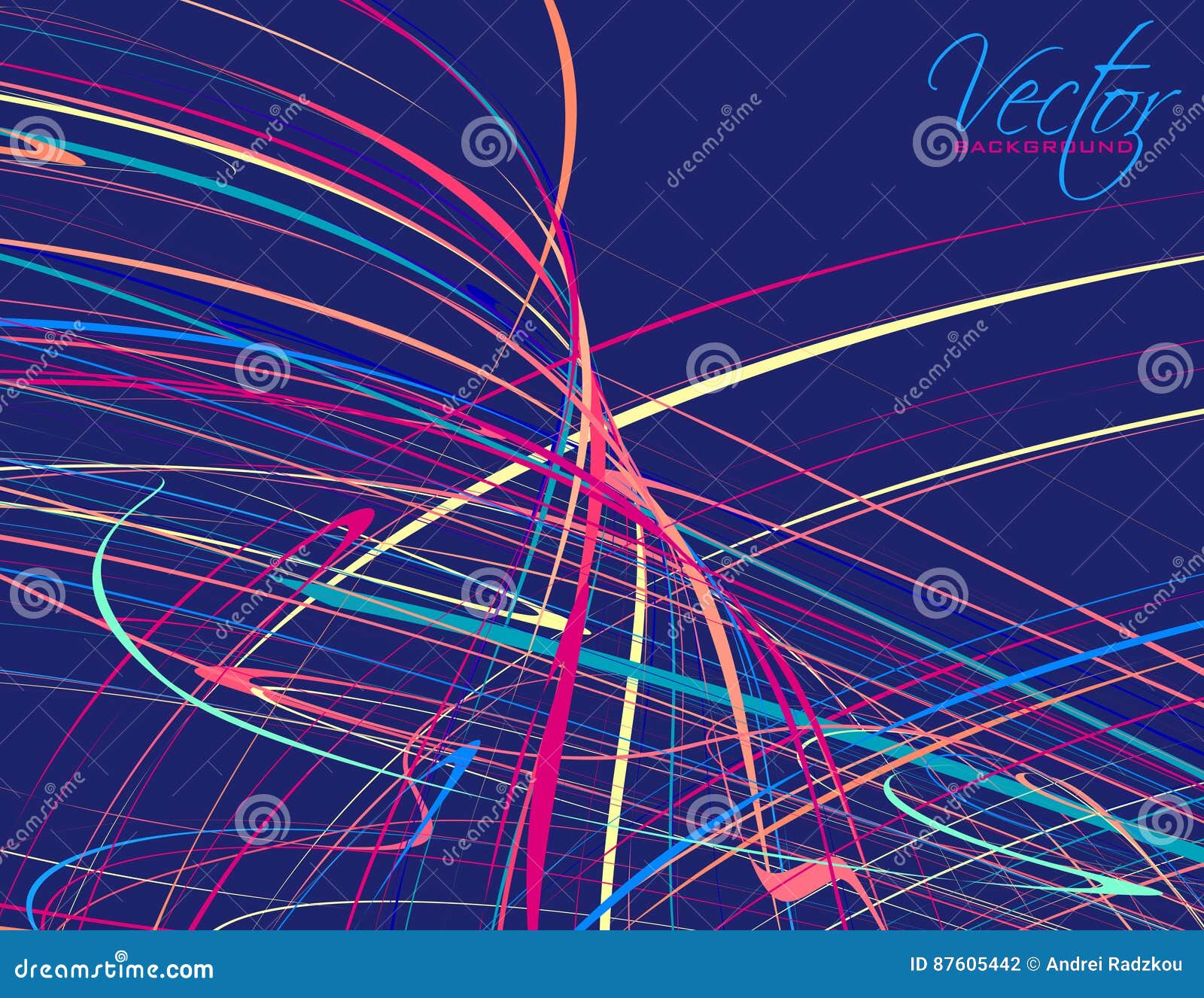 Pattern with Color Thin Strips on a Blue Background Stock Vector ...