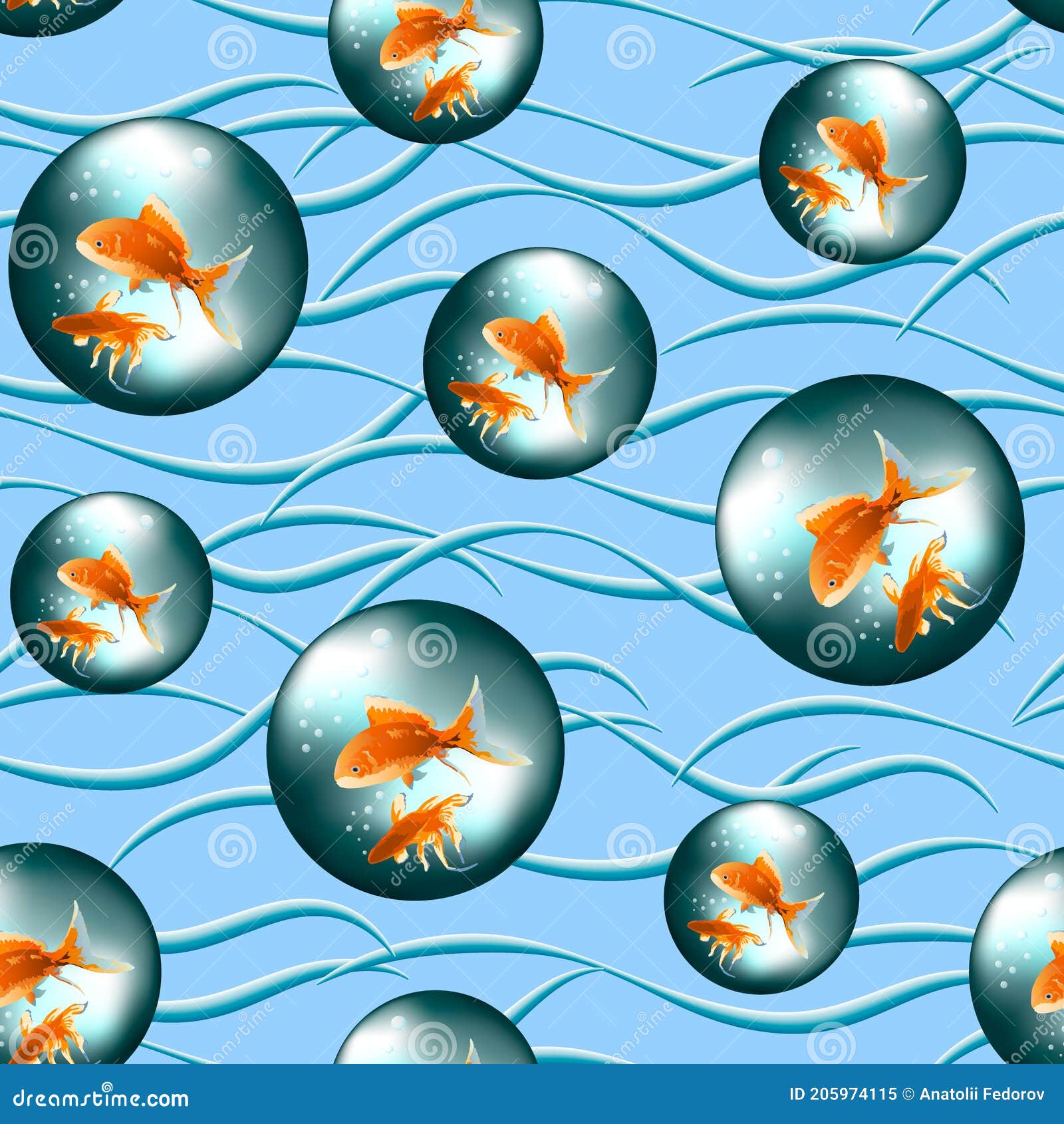 Pattern of a Colored Background with Goldfish. Stock Vector ...