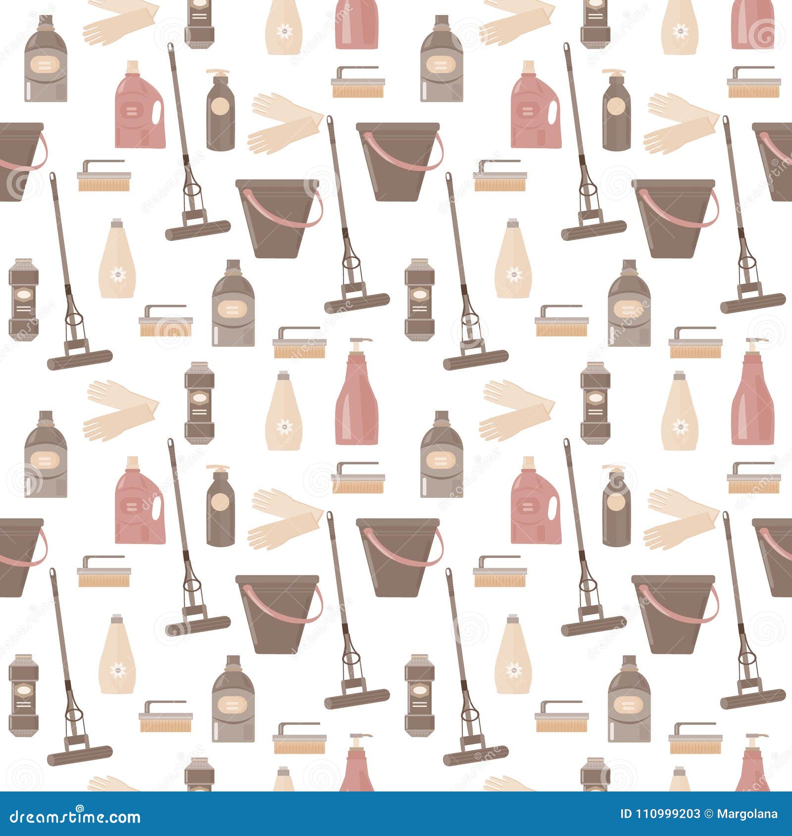 Pattern with Colored Cleaning Tools and Equipment for Work Stock Vector ...