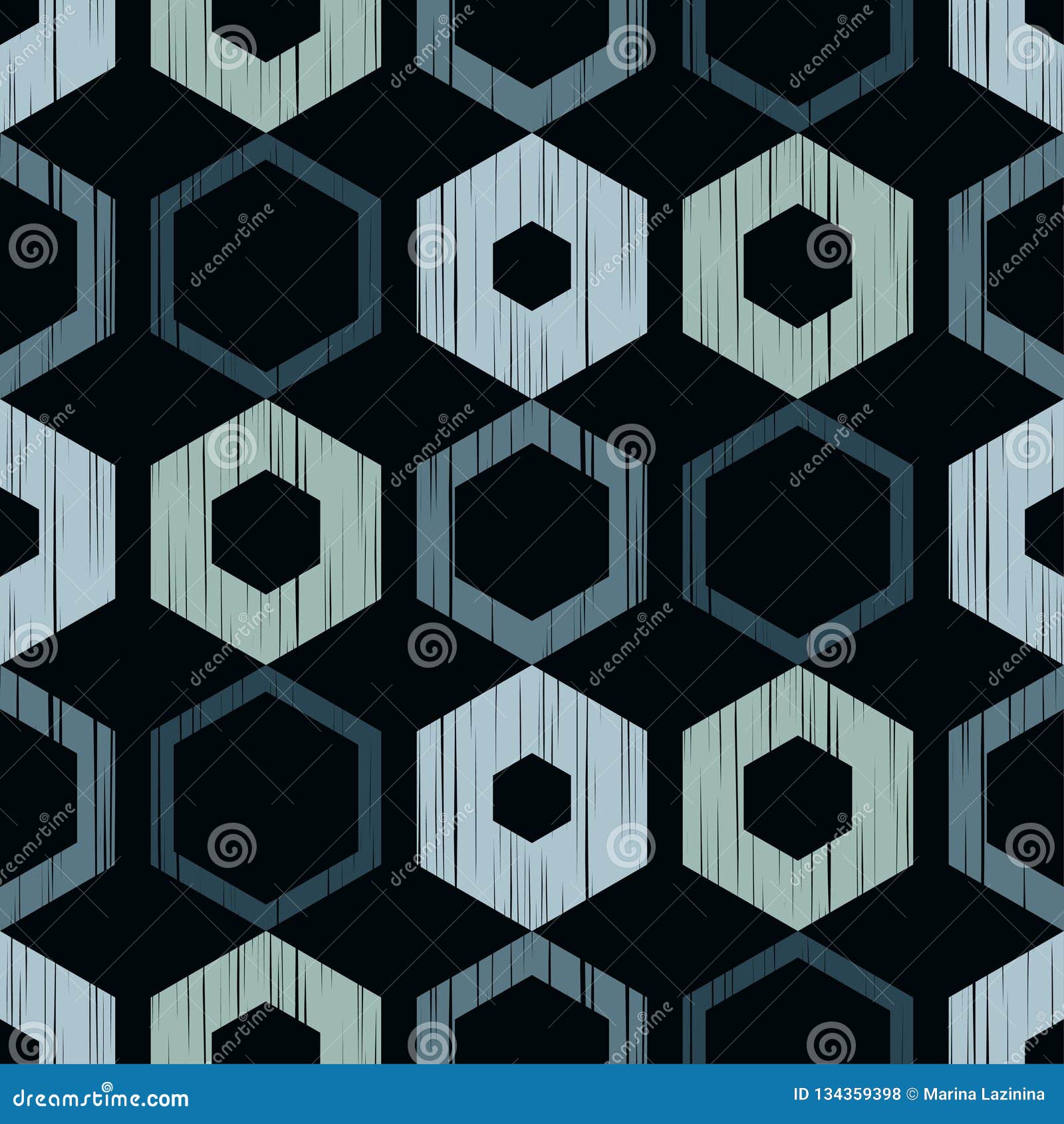 The Pattern of Colored Hexagons with a Dashed Texture. Trendy Seamless ...