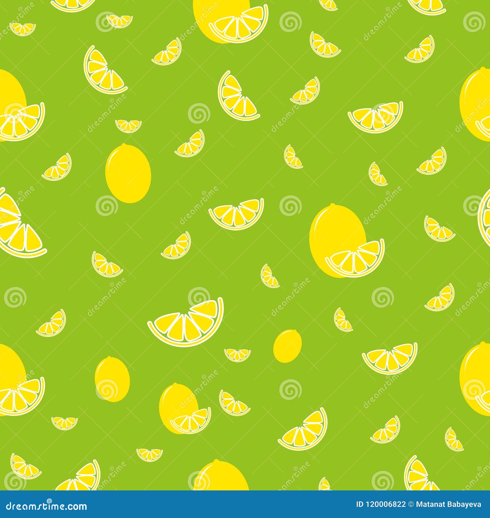 Pattern with Colored Lemon on Green Background, Background from the Cut ...