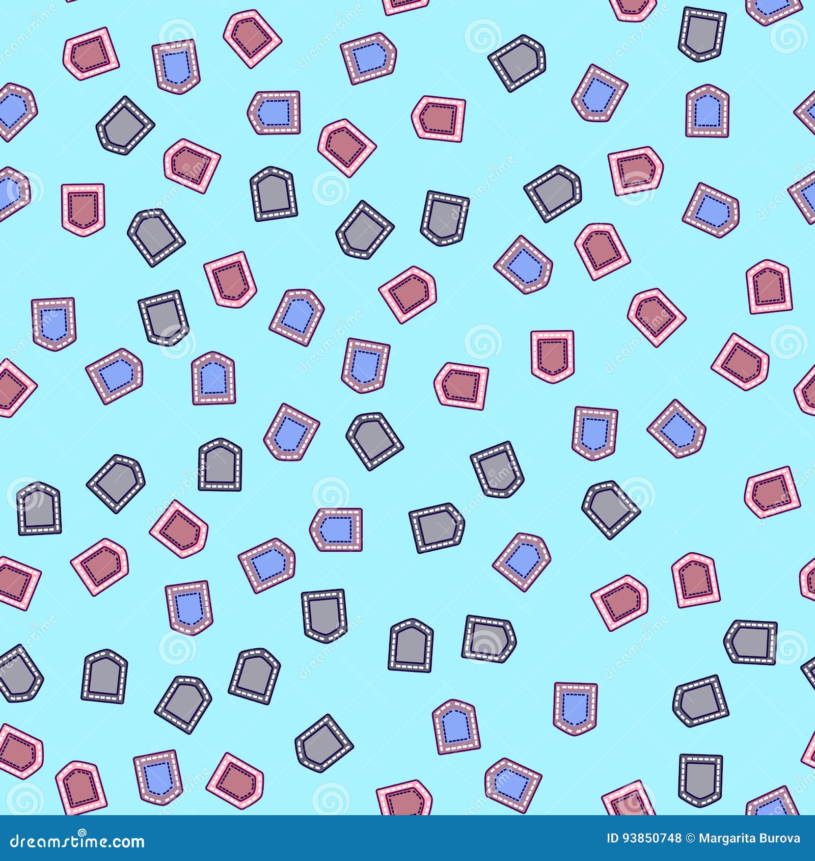 Pattern of colored pockets stock vector. Illustration of detail - 93850748