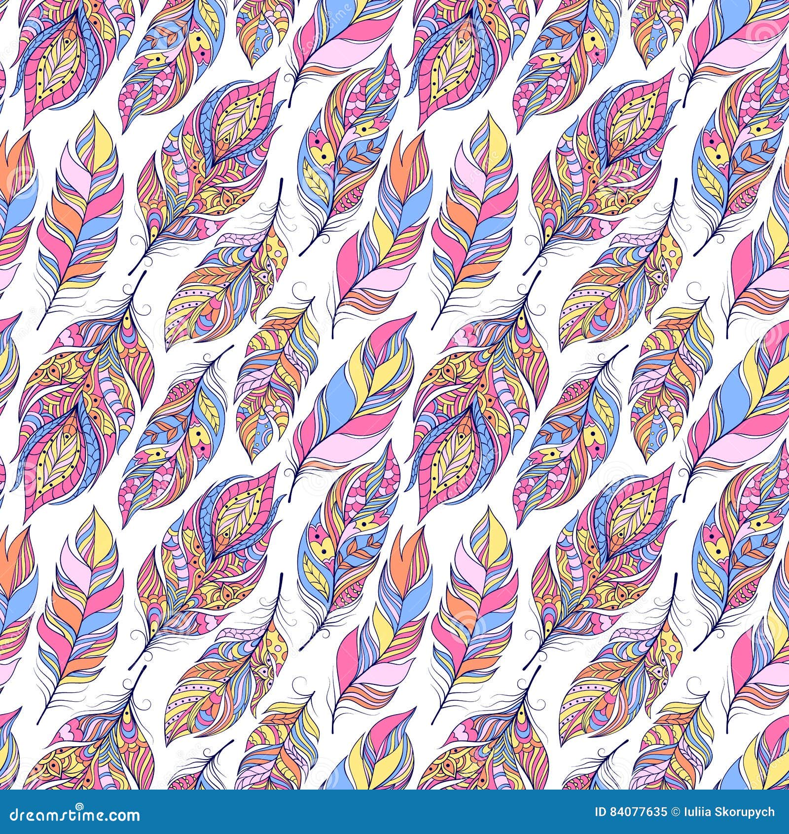 Pattern with Colorful Abstract Feathers Stock Illustration ...