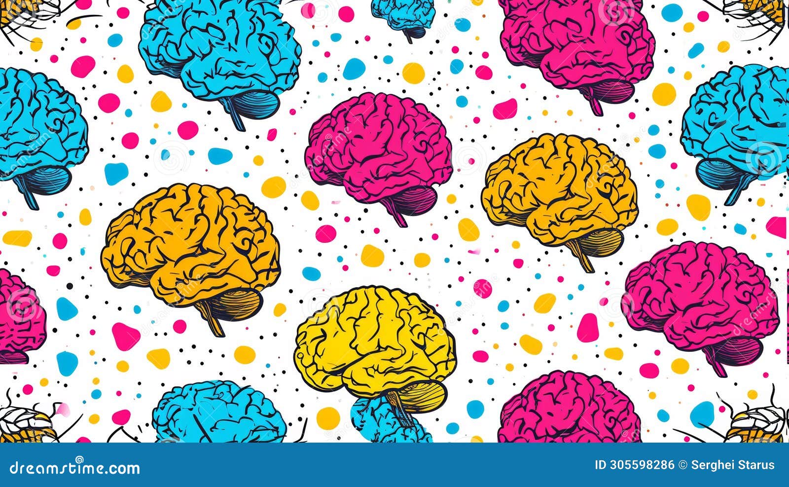 A Pattern of Colorful Brain Cells on a White Background, AI Stock Photo ...