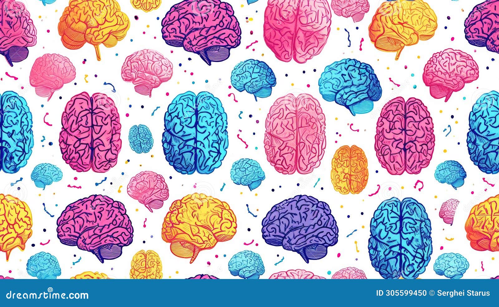 A Pattern of a Colorful Brain with Many Different Colors, AI Stock ...