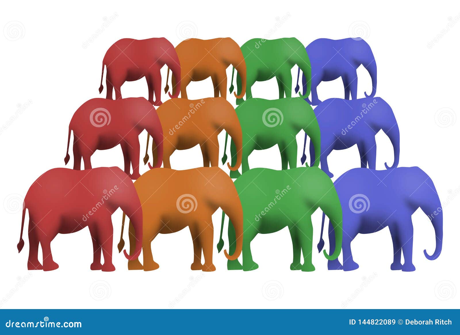Pattern Of Colorful Elephants On White Background Stock Illustration ...