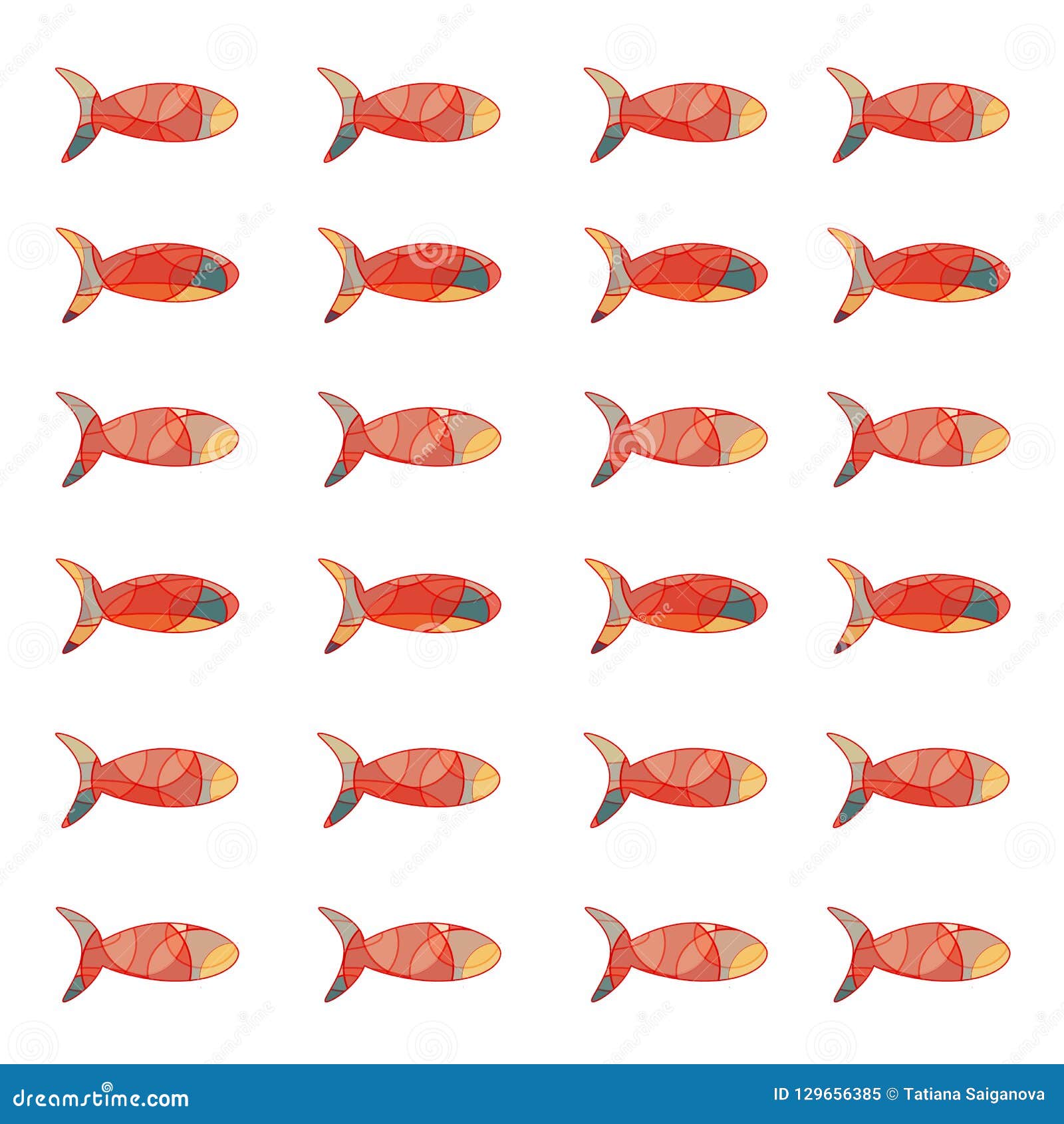 Pattern of colorful fish stock vector. Illustration of cartoon - 129656385