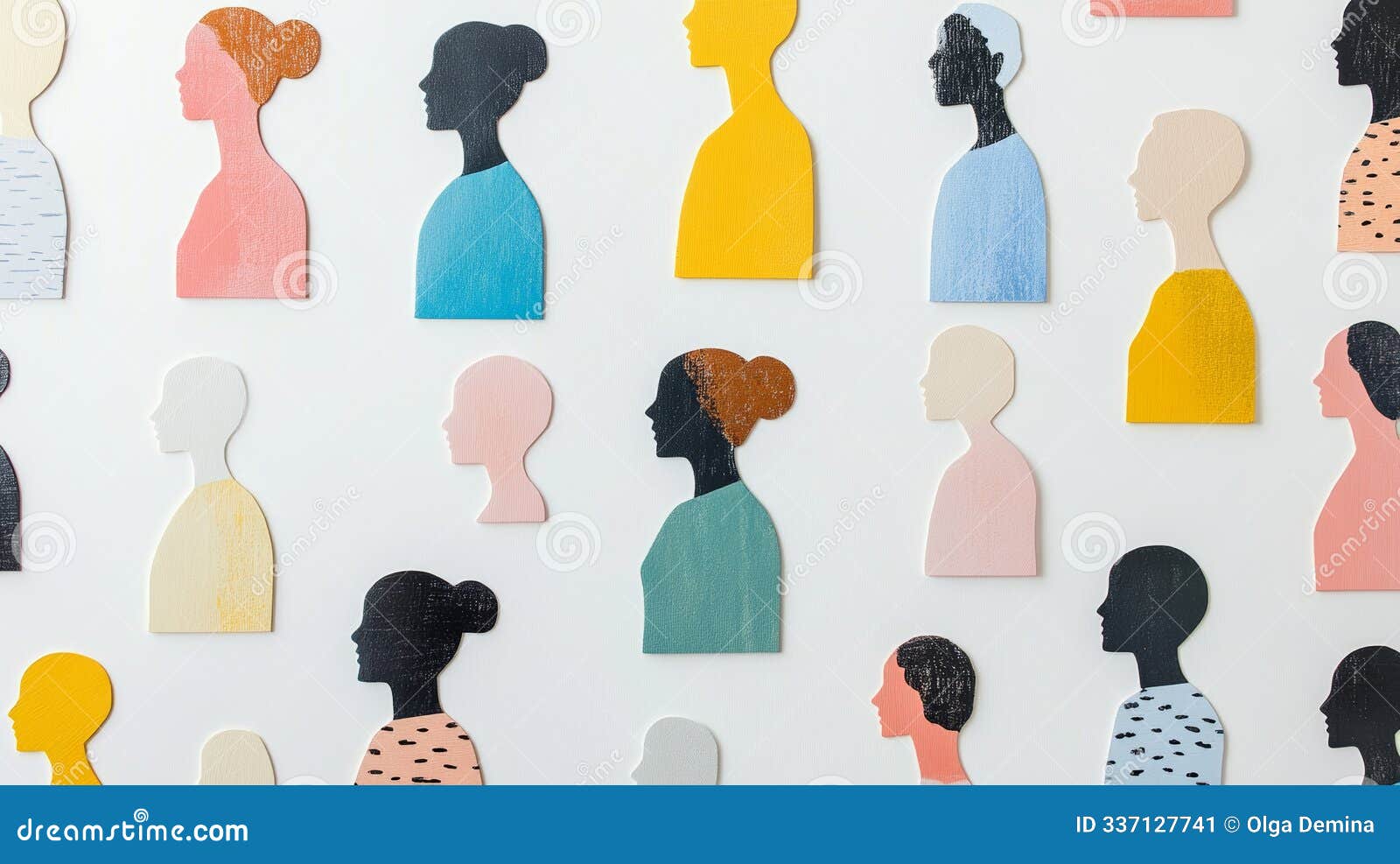 Pattern of Colorful Human Silhouettes Arranged in a Grid on a White ...