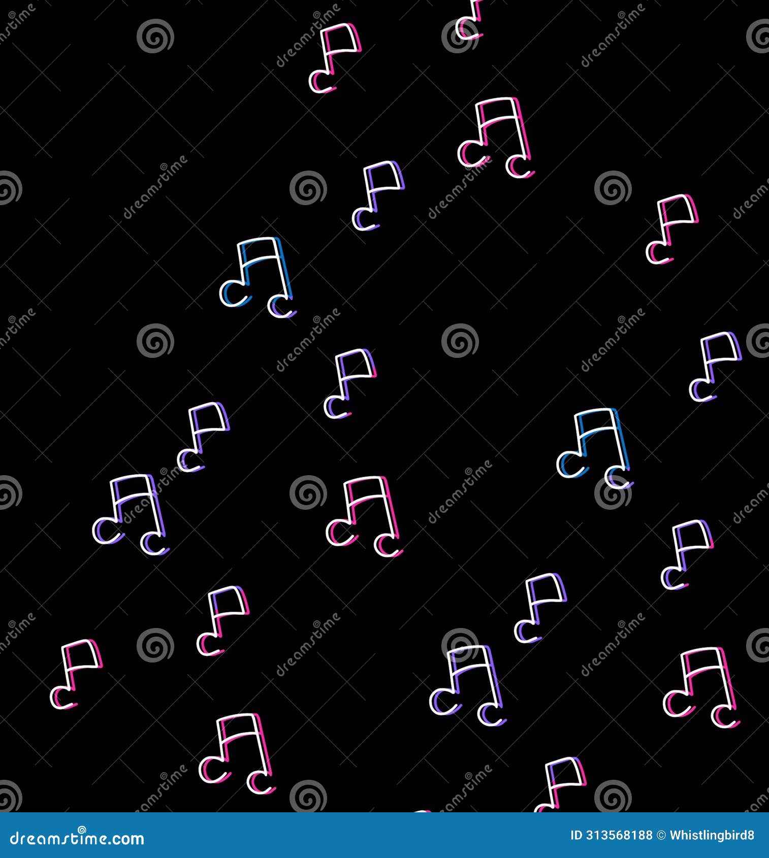 Pattern of Colorful Musical Notes Illustration on Black Color Stock ...