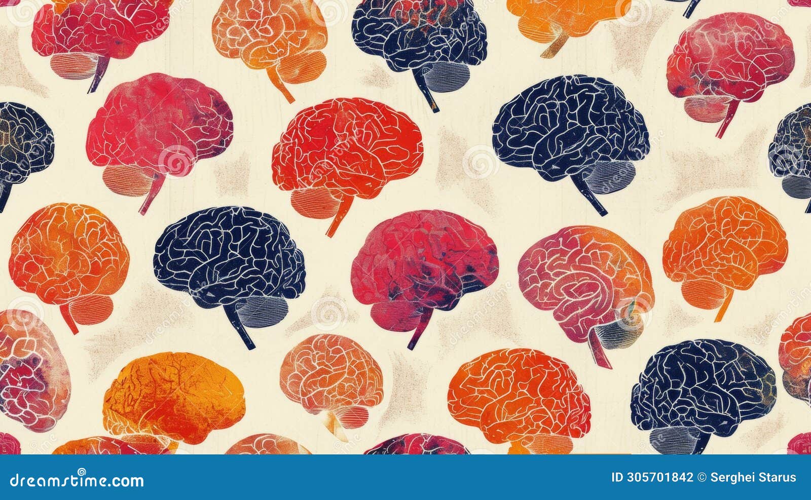A Pattern of a Colorful Painting with Many Different Colored Brains, AI ...