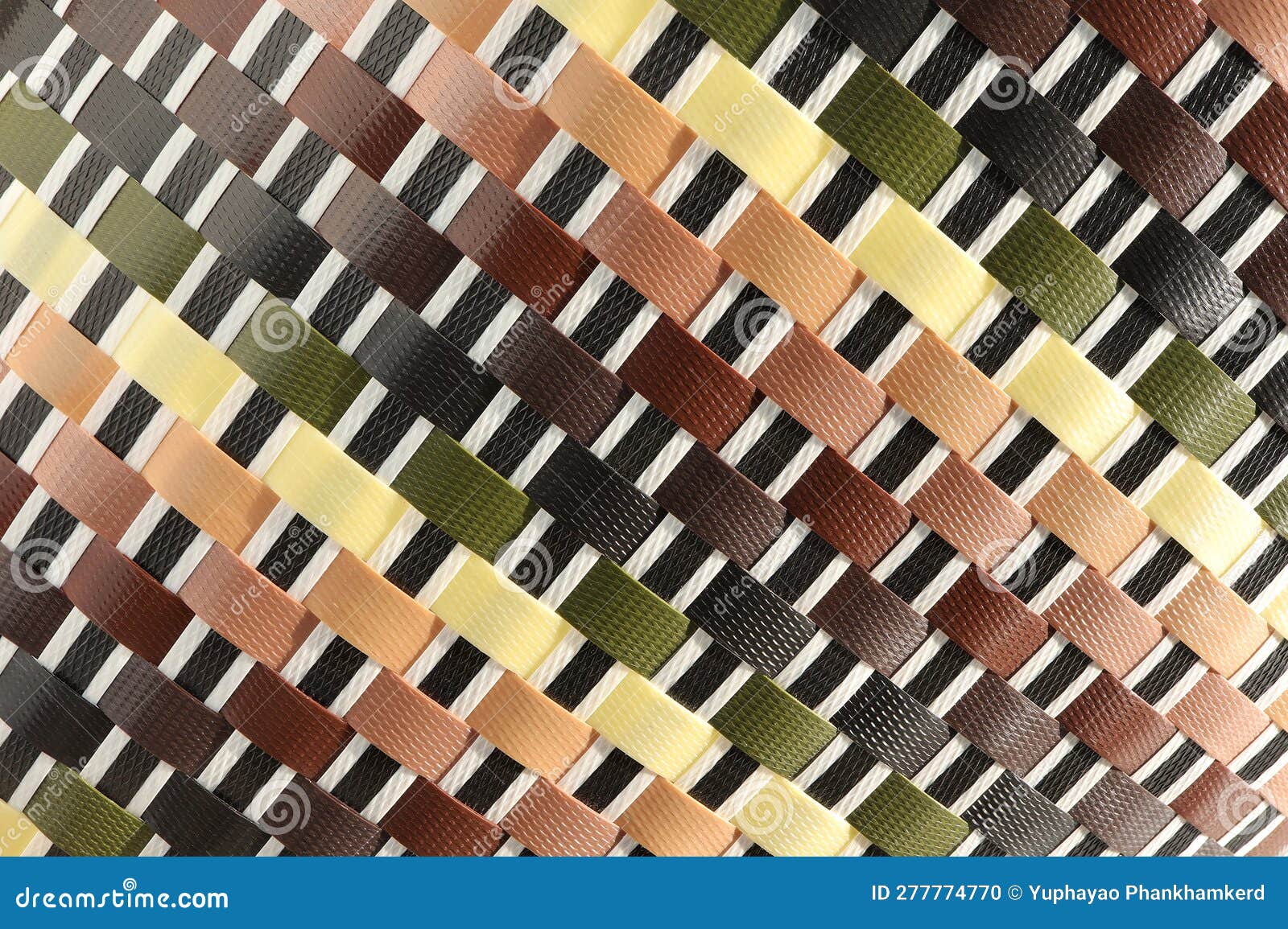 Pattern of Colorful Plastic Woven Basket Handmade. Texture of Handmade ...