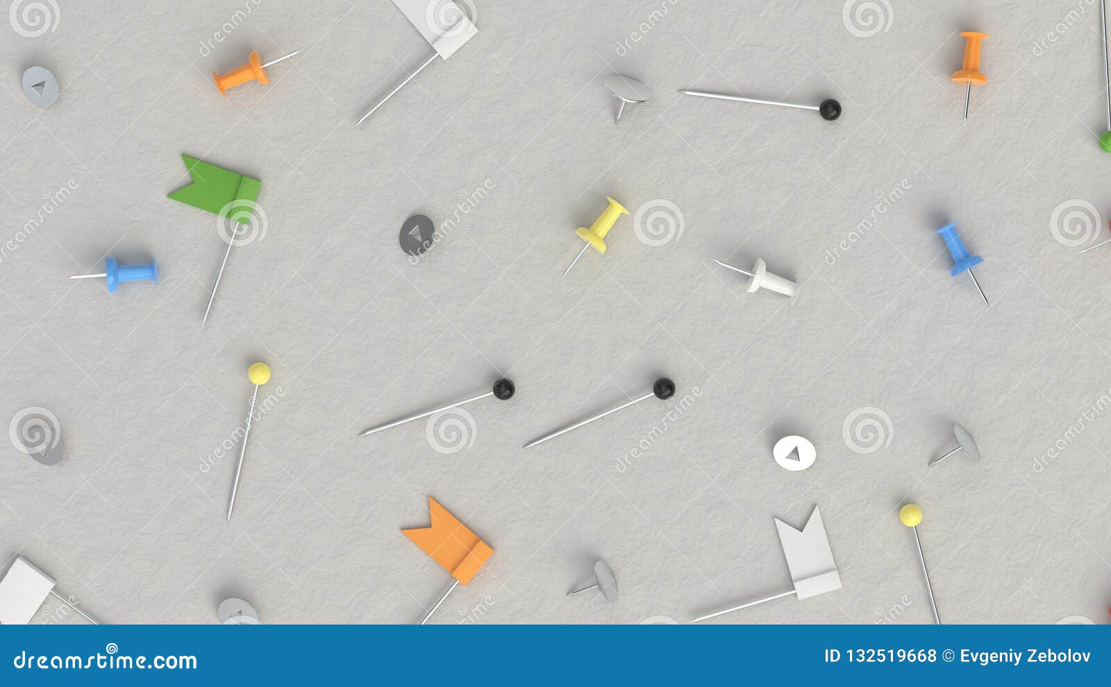Pattern from Colorful Push Pins on White Background Stock Illustration ...