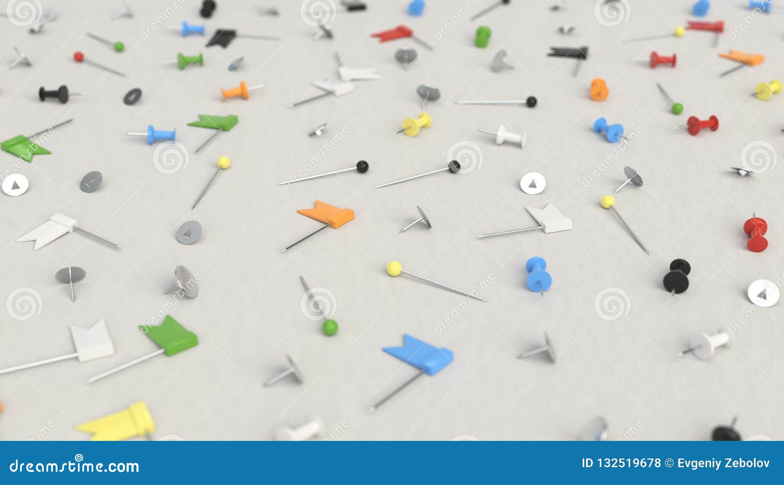 Pattern From Colorful Push Pins On White Background Stock Illustration ...