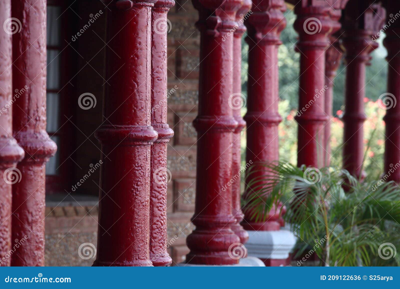 Pattern of Colorful Red Pillars Stock Photo - Image of culture, capital ...
