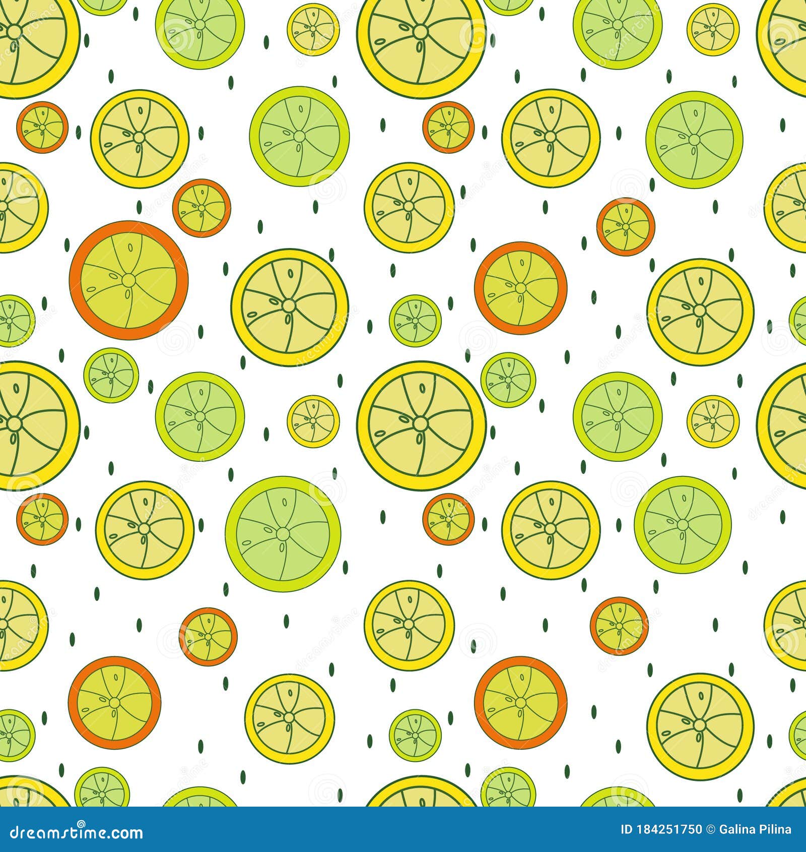 A Pattern of Colorful Slices of Lemon. Stock Vector - Illustration of ...