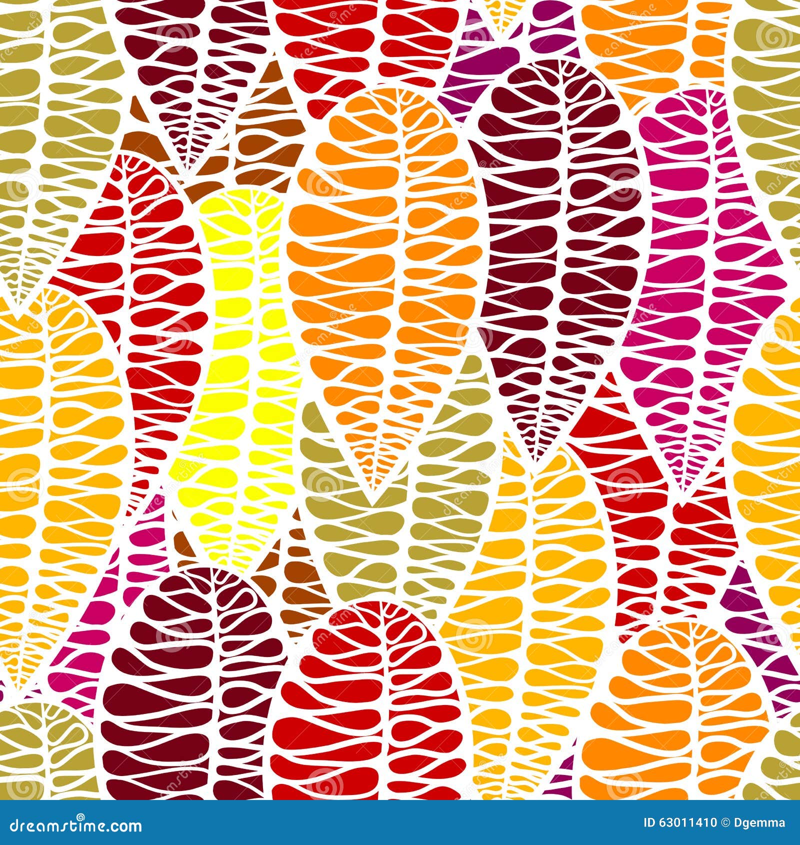 Pattern with Colorful Stylized Leaves Stock Vector - Illustration of ...