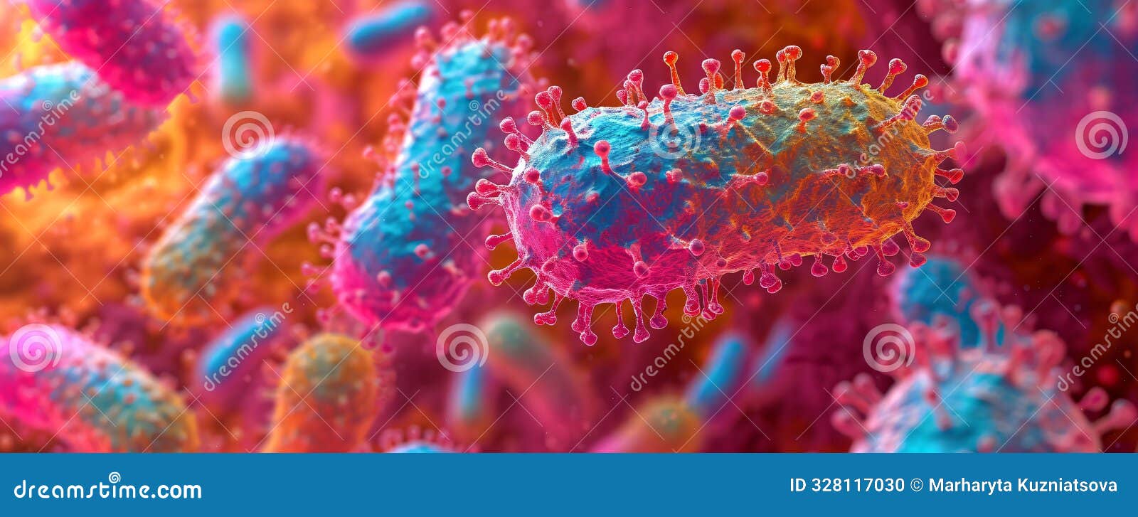 Pattern of Colorful Various Types of Bacteria, Microbe, Pathogen Cells ...