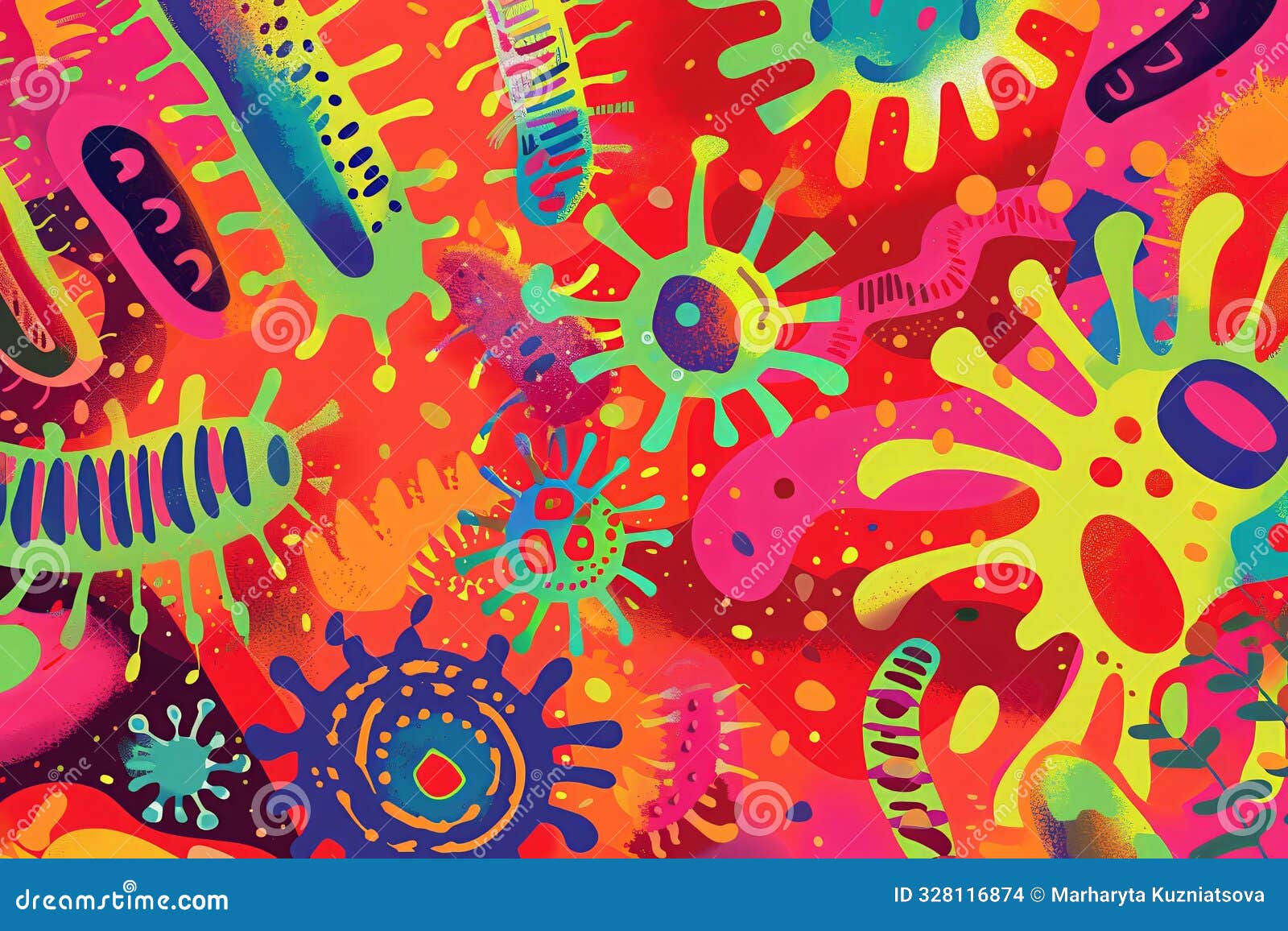 Pattern of Colorful Various Types of Bacteria, Microbe, Pathogen Cells ...