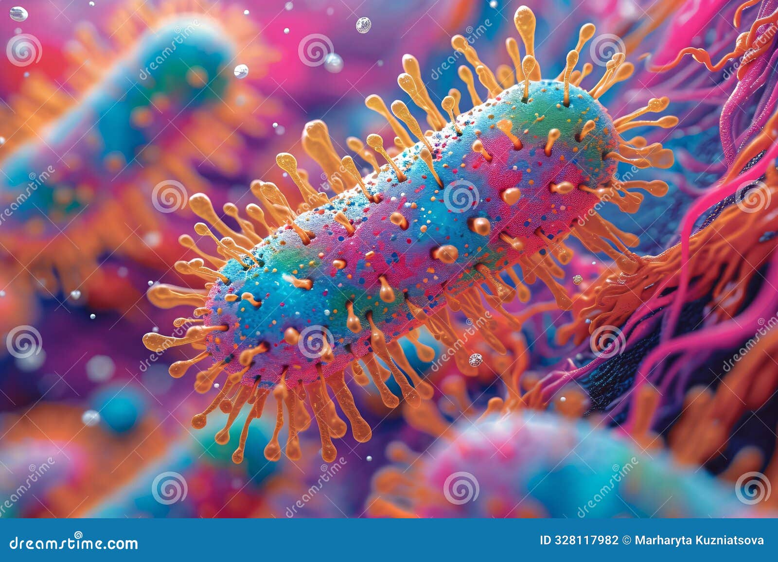 Pattern of Colorful Various Types of Bacteria, Microbe, Pathogen Cells ...