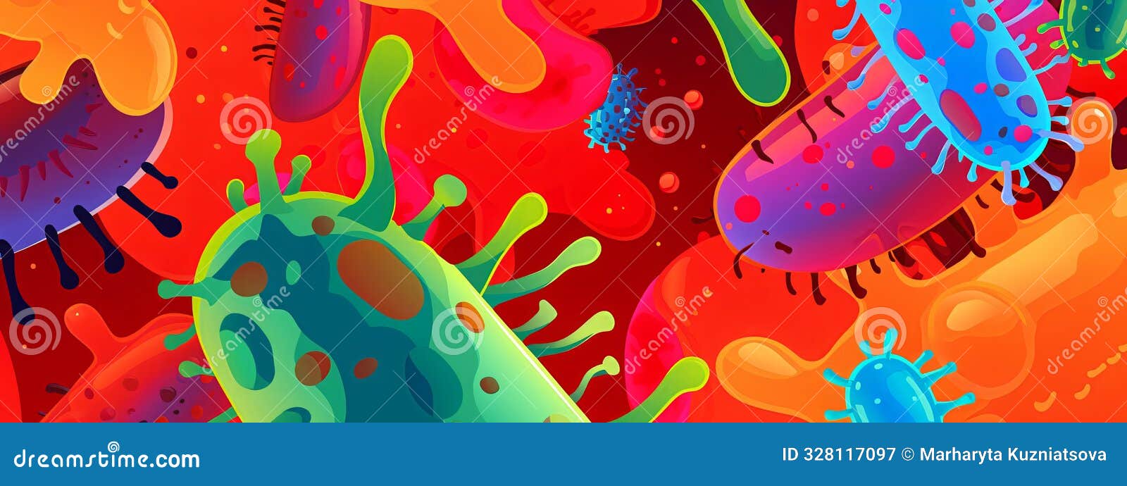 Pattern of Colorful Various Types of Bacteria, Microbe, Pathogen Cells ...