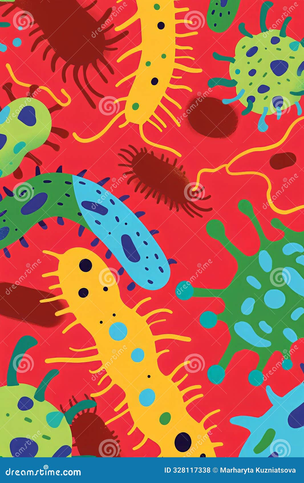 Pattern of Colorful Various Types of Bacteria, Microbe, Pathogen Cells ...