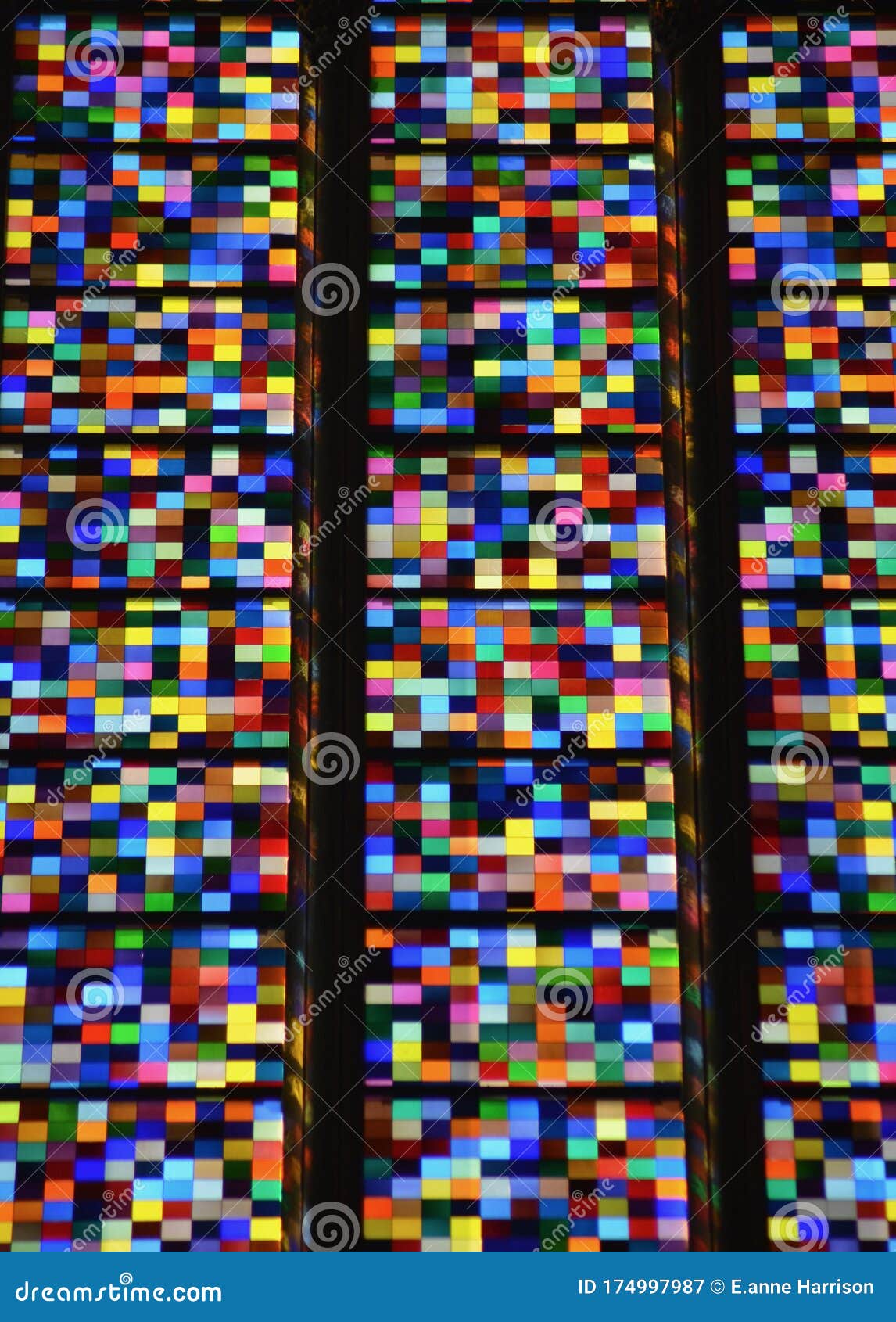 An Abstract Pattern of Coloured Squares in a Stained Glass Window Stock ...