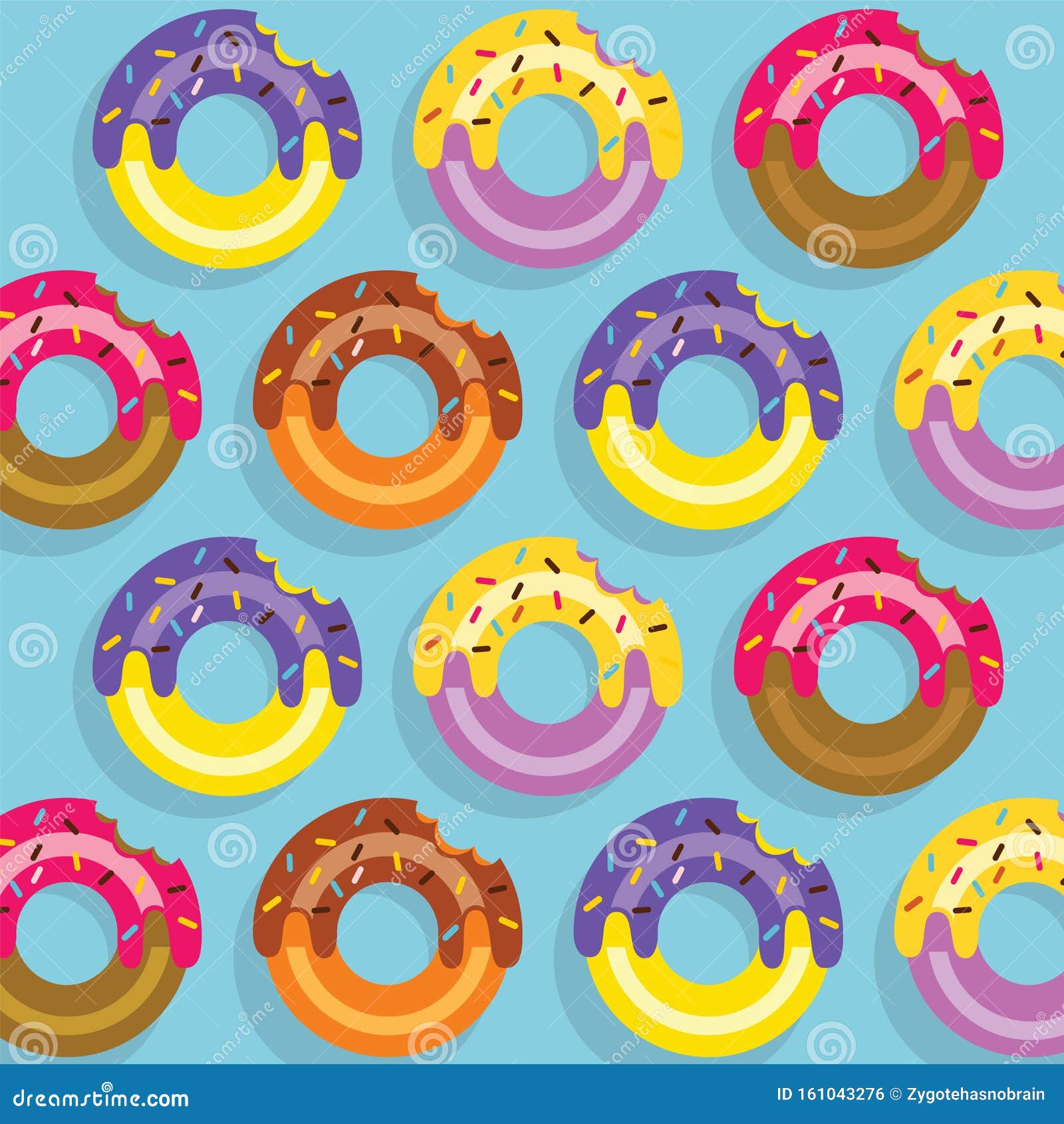 Pattern Colourful Donuts Vector Stock Vector - Illustration of bakery ...
