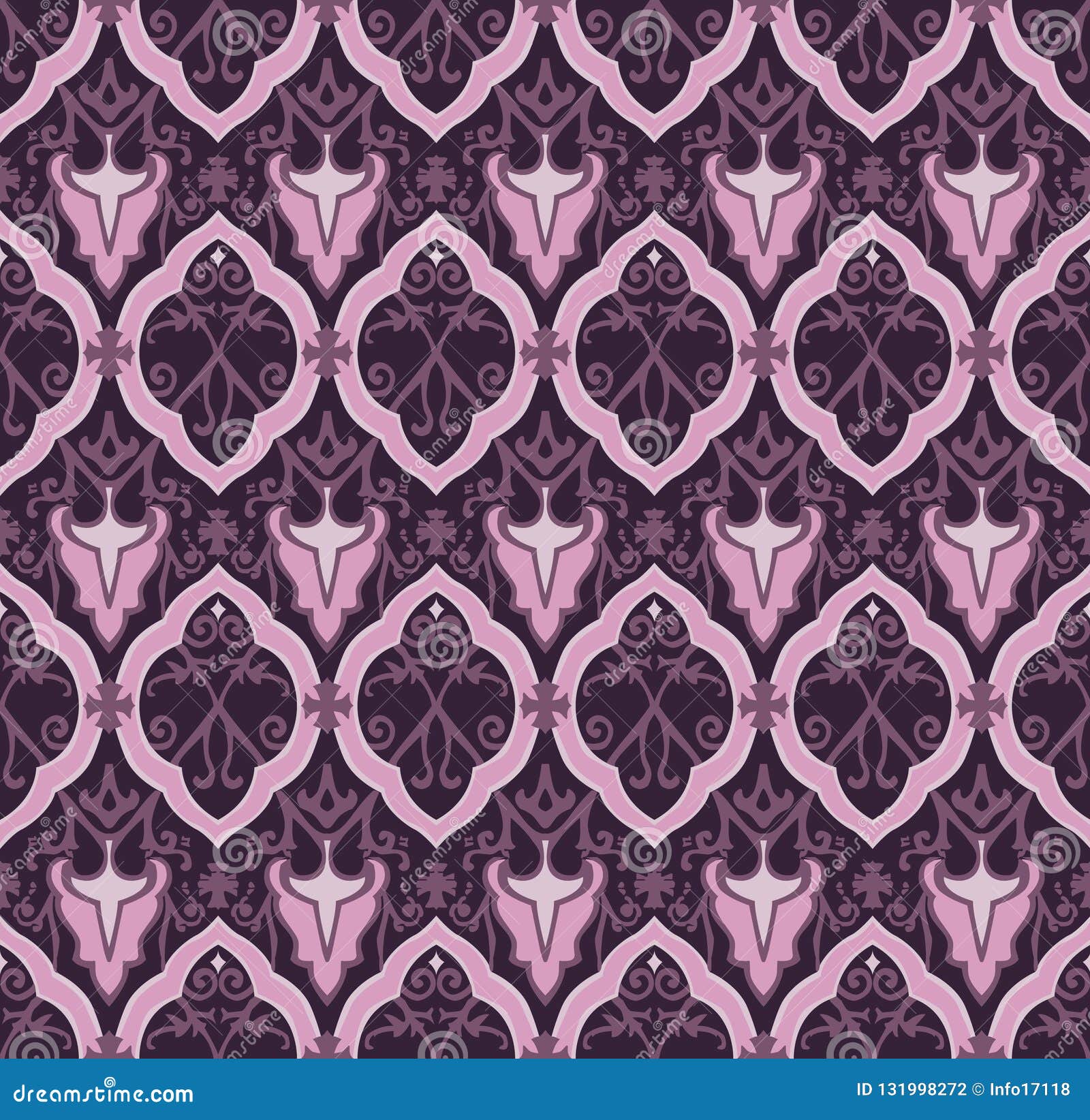 Violet Royal Pattern. Seamless Vector Background Stock Illustration ...