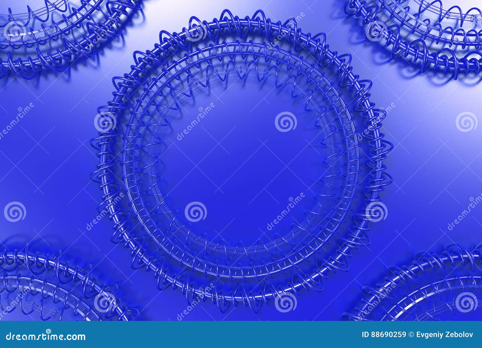 Pattern of Concentric Shapes Made of Rings and Spirals on Blue B Stock ...