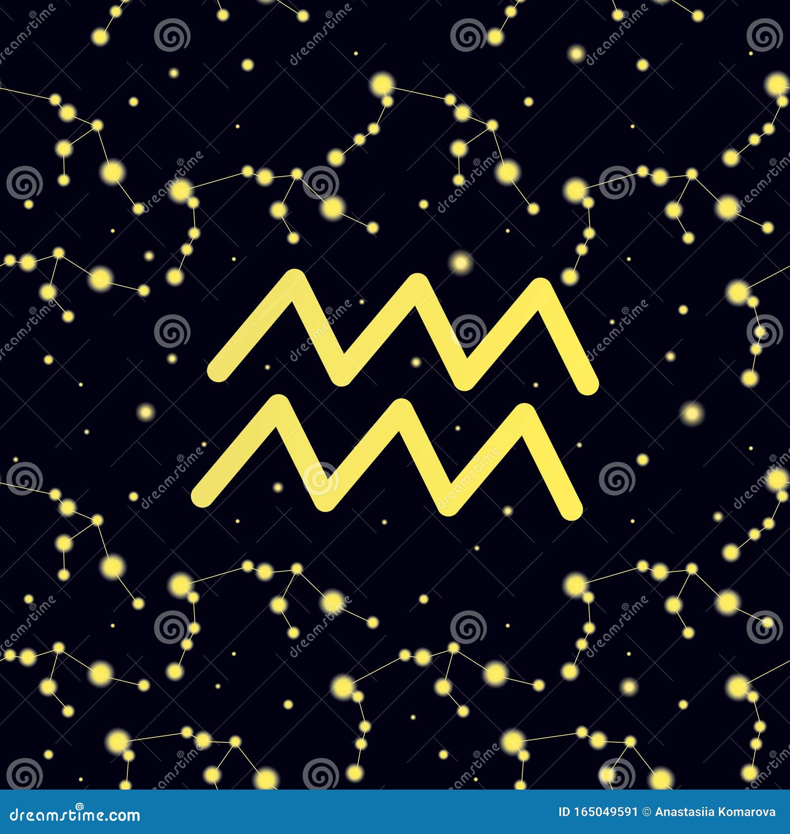 Pattern with Constellation Aquarius and Sign of the Water-Bearer Stock ...