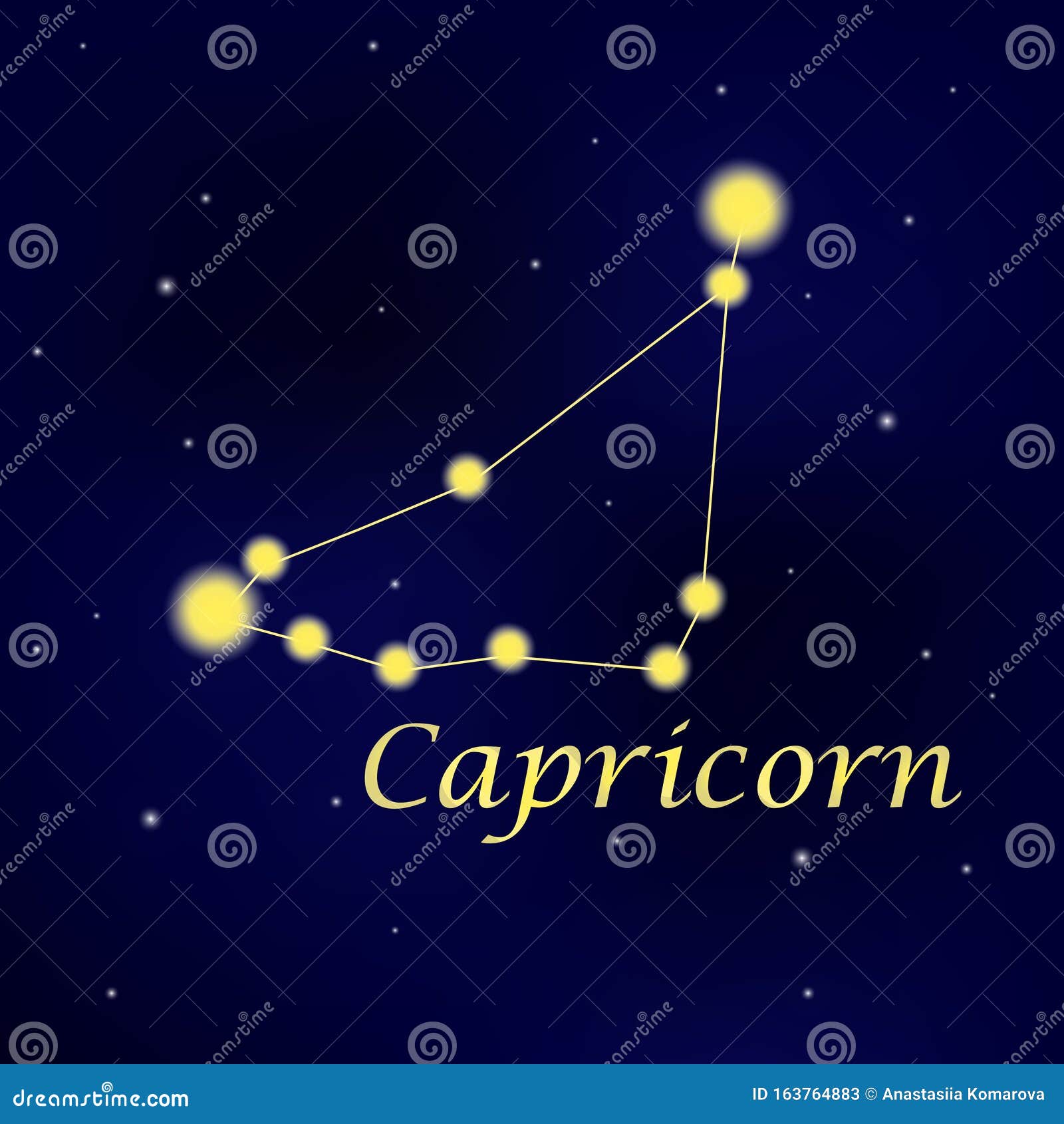 Pattern with Constellation Capricorn. Abstract Print with the Sea-Goat ...