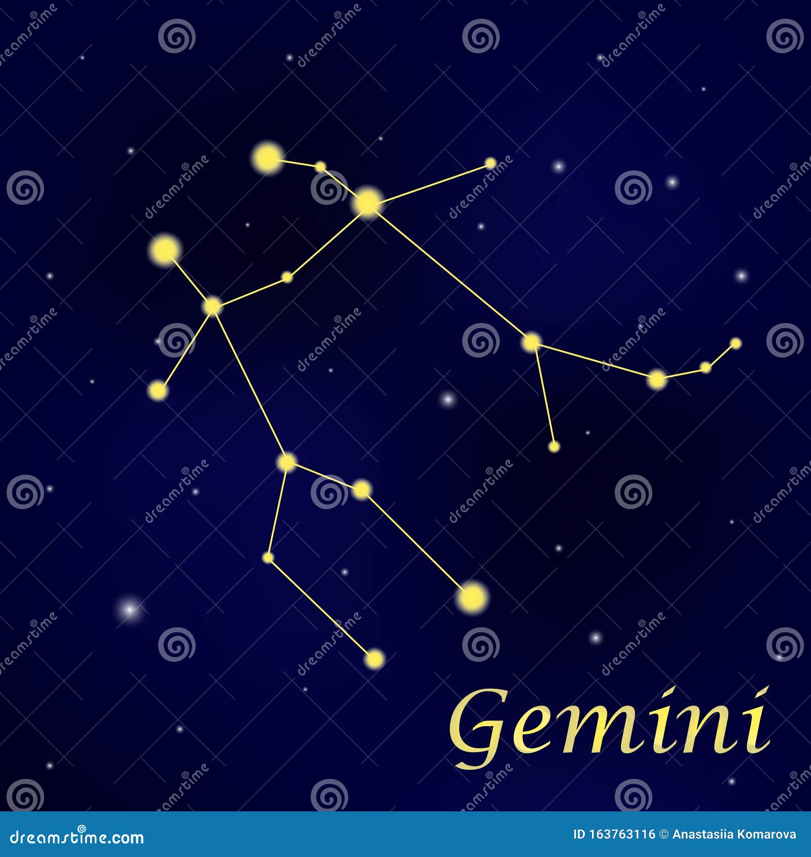 Pattern with Constellation Gemini. Abstract Print with the Twins Stock ...