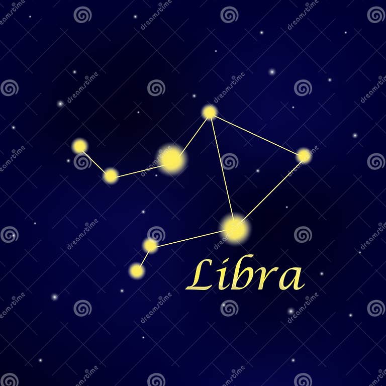 Pattern with Constellation Libra. Abstract Print with the Scales Stock ...