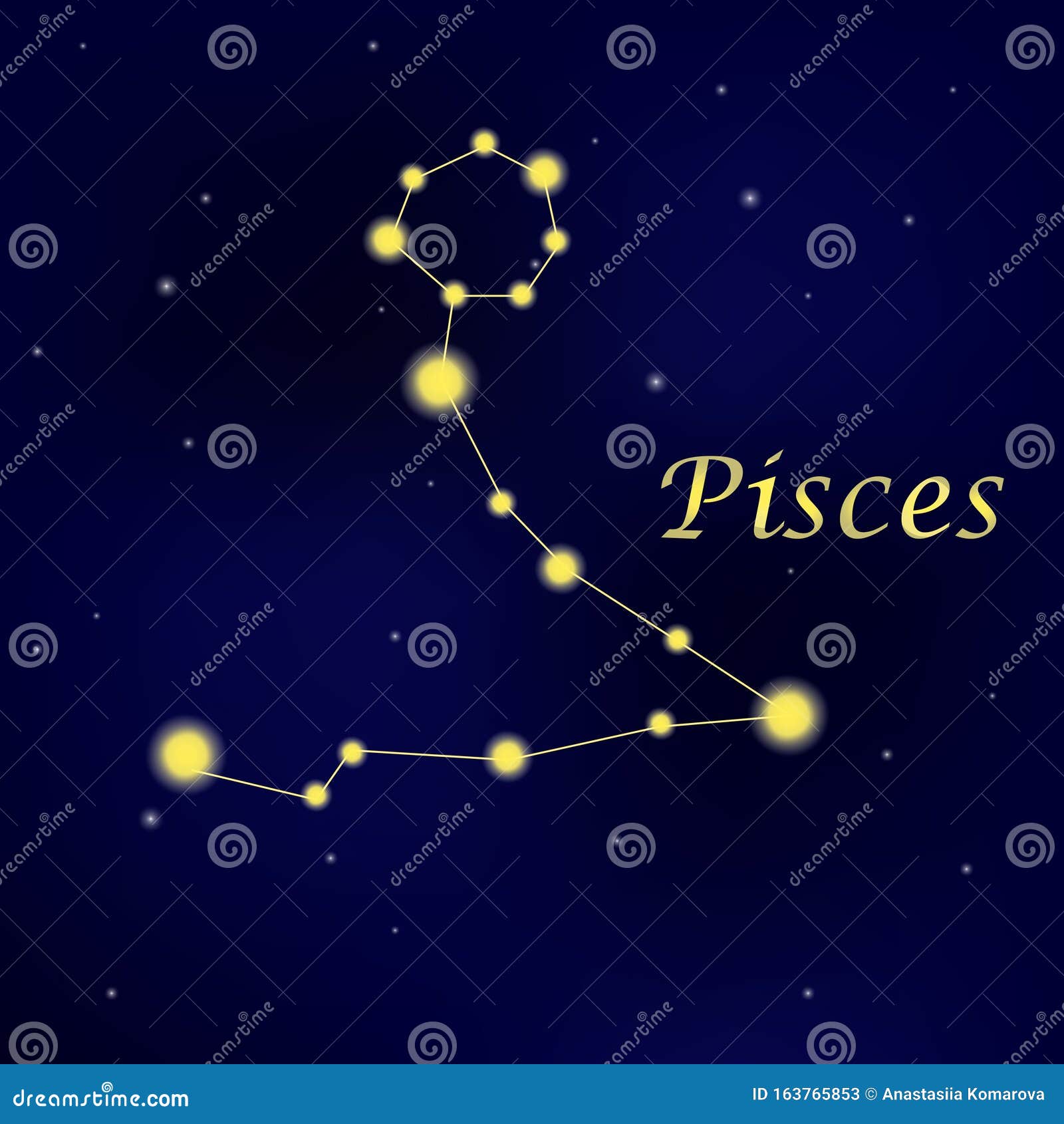 Pattern with Constellation Pisces. Abstract Print with the Fishes Stock ...