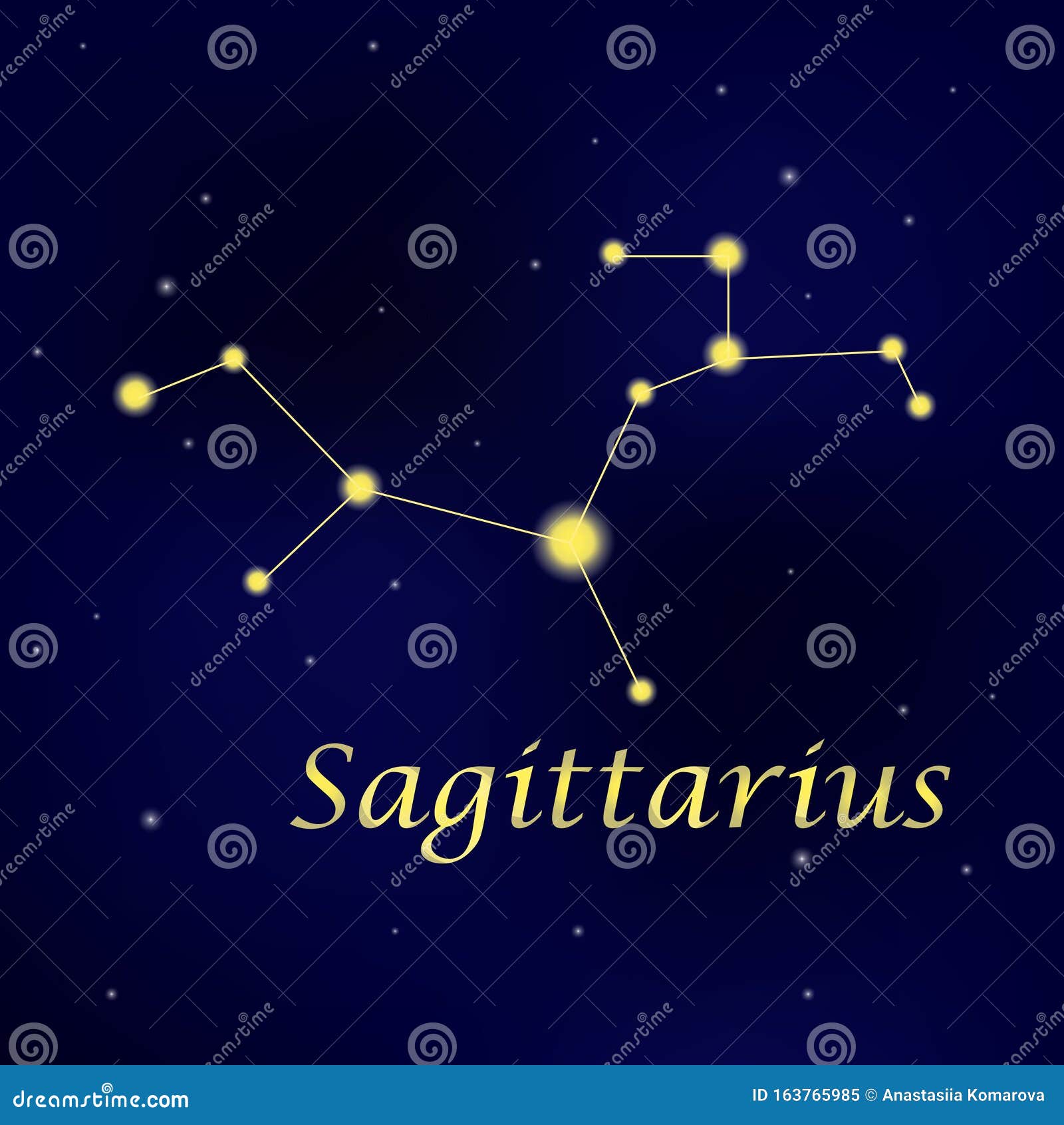 Pattern with Constellation Saggitarius. Abstract Print with the Archer ...