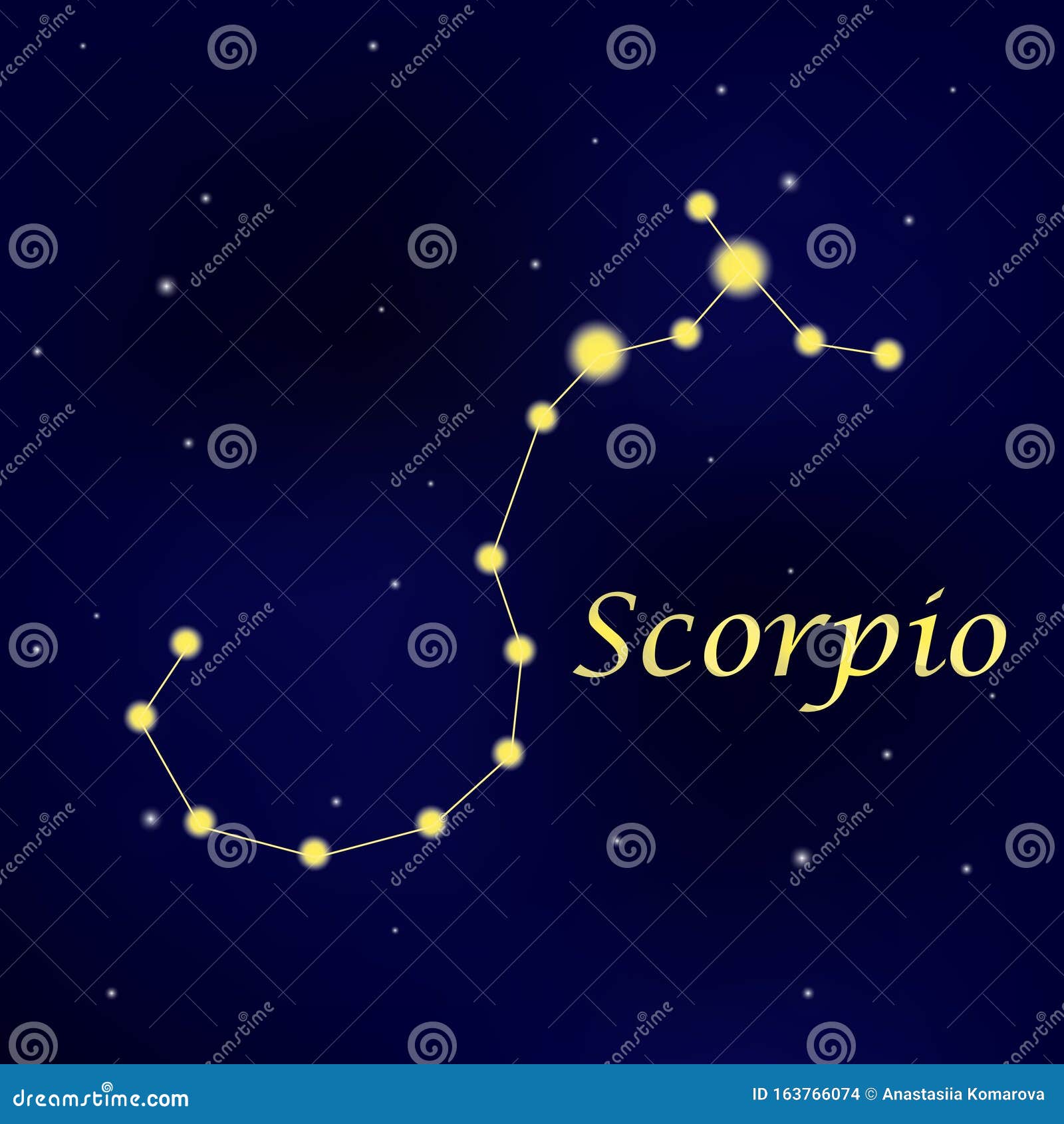 Pattern with Constellation Scorpio. Abstract Print with the Scorpion ...