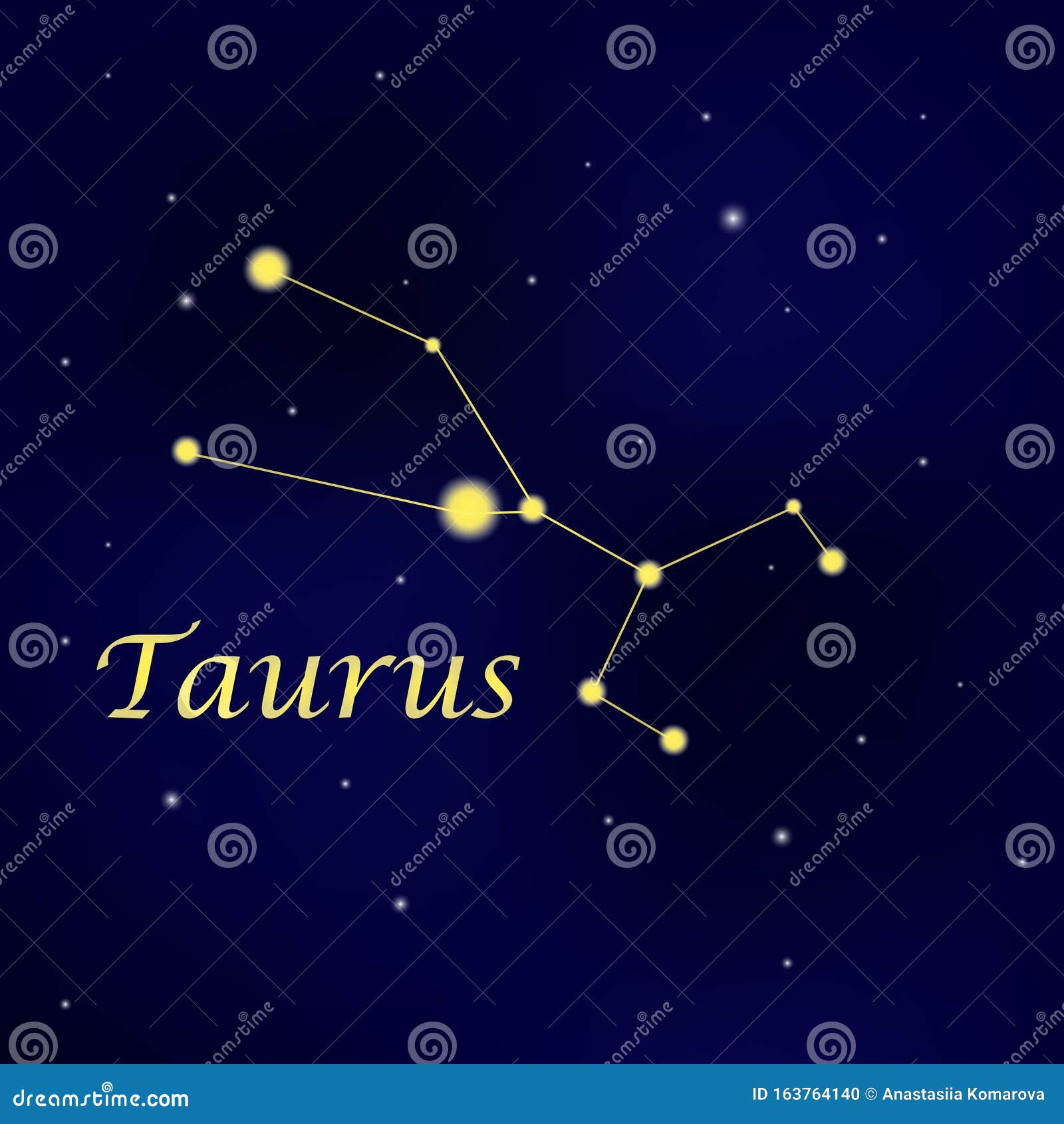 Pattern with Constellation Taurus. Abstract Print with the Bull Stock ...
