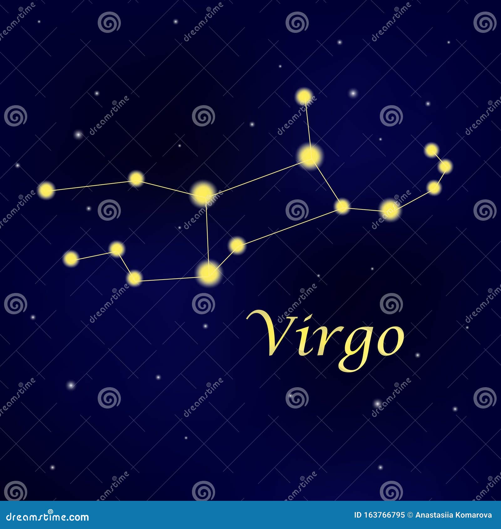 Pattern with Constellation Virgo. Abstract Print with the Maiden Stock ...