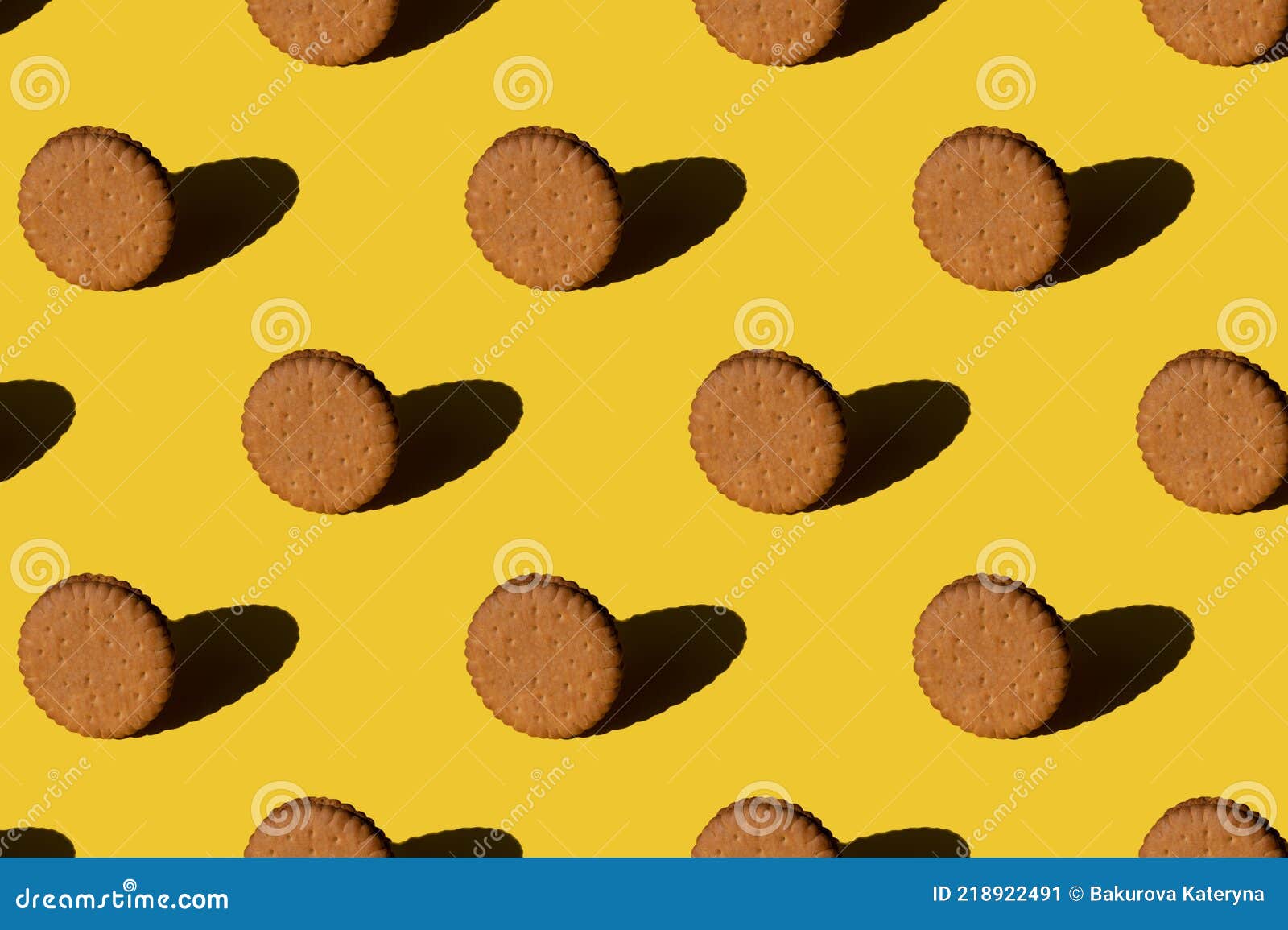 Pattern of Cookies on a Yellow Background. Minimal Trendy Sunlight ...