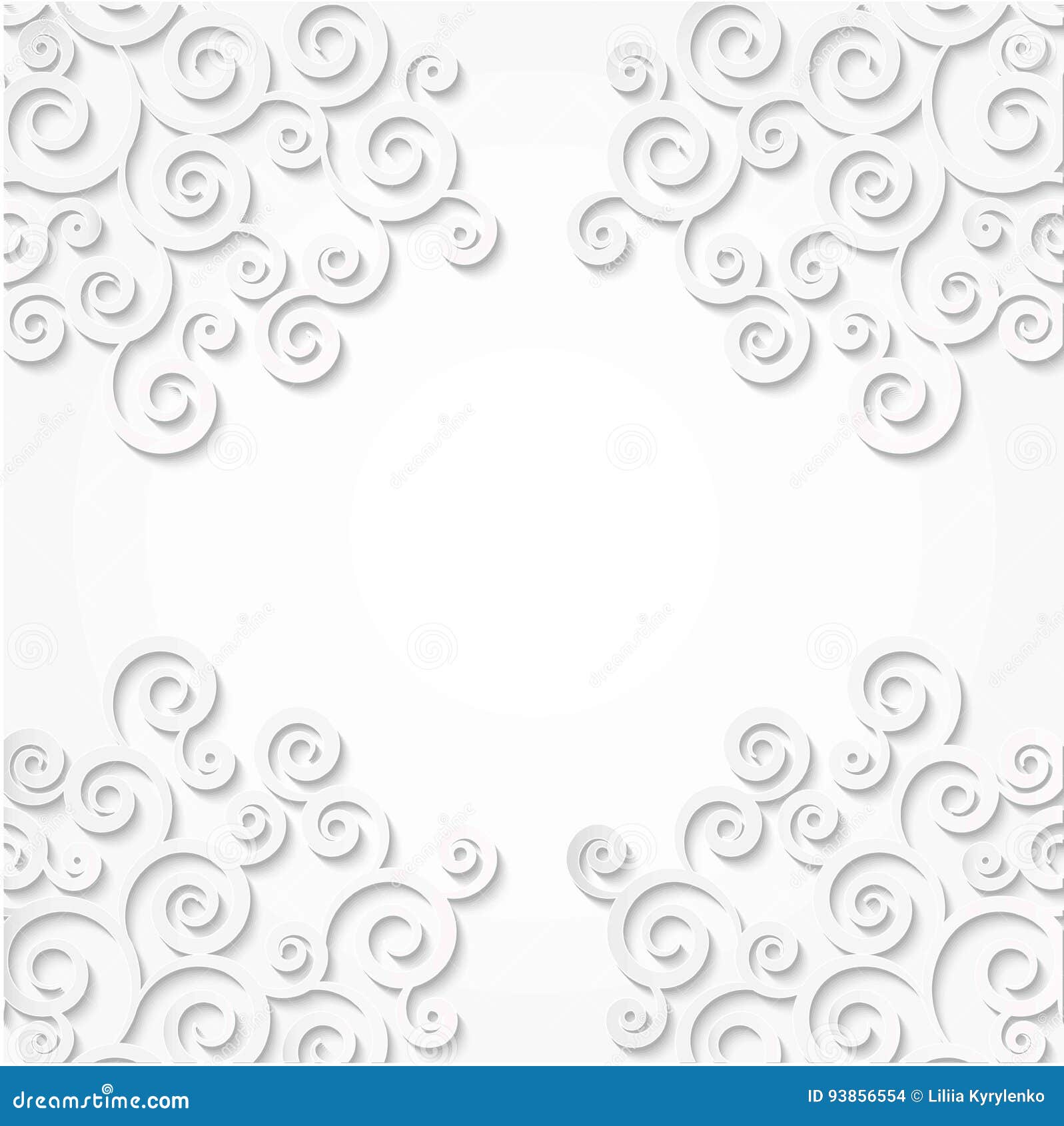 Pattern Corners Curls Made of Paper. White Background. Scroll Frame 3D ...