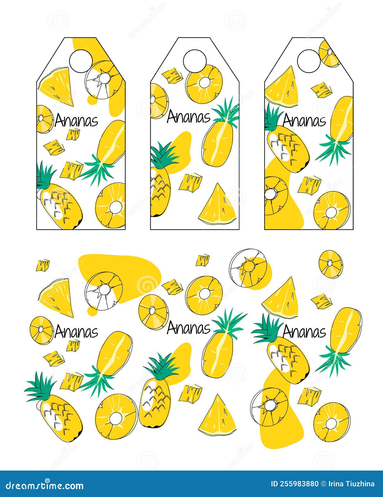 Pattern for Creating Ananas Flavor Tags. an Example of Finished Tags ...