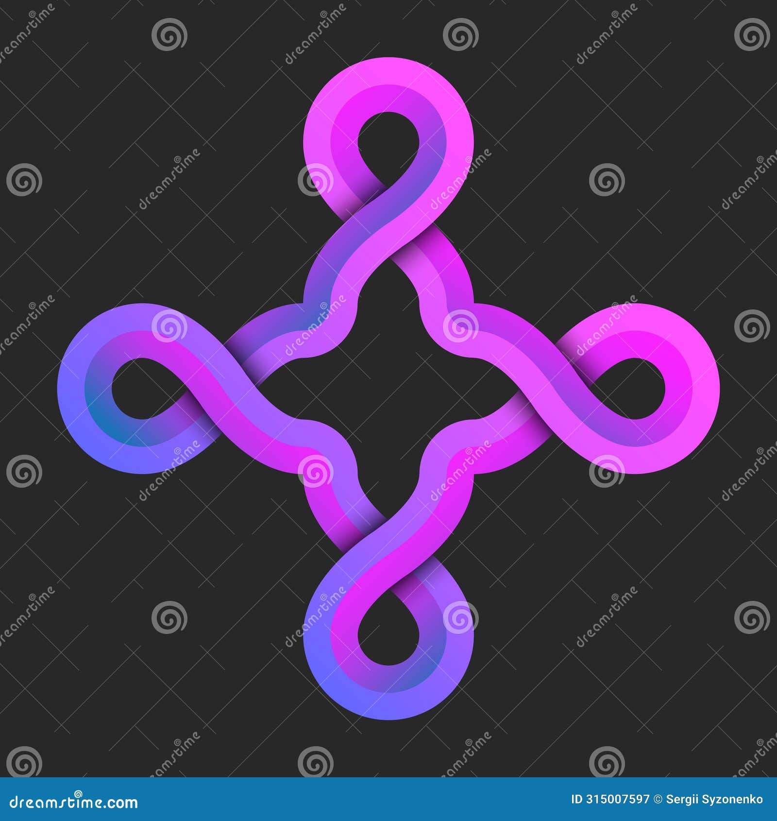 Pattern Cross Shape 3d Art Logo, Intertwine One Line Infinite Geometric ...