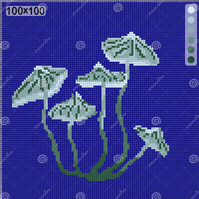 Pattern for Cross Stitch or Knitting - Green Toadstools Stock Image ...