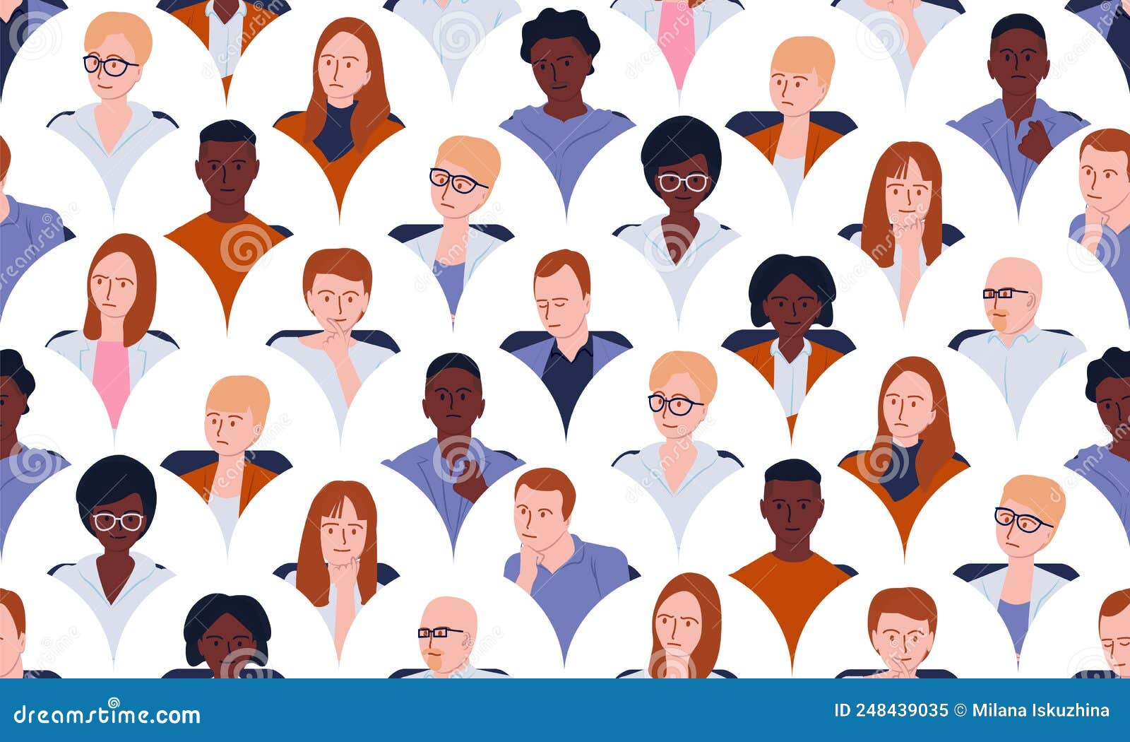 Auditorium with People of Different Races and Gender Stock Vector ...